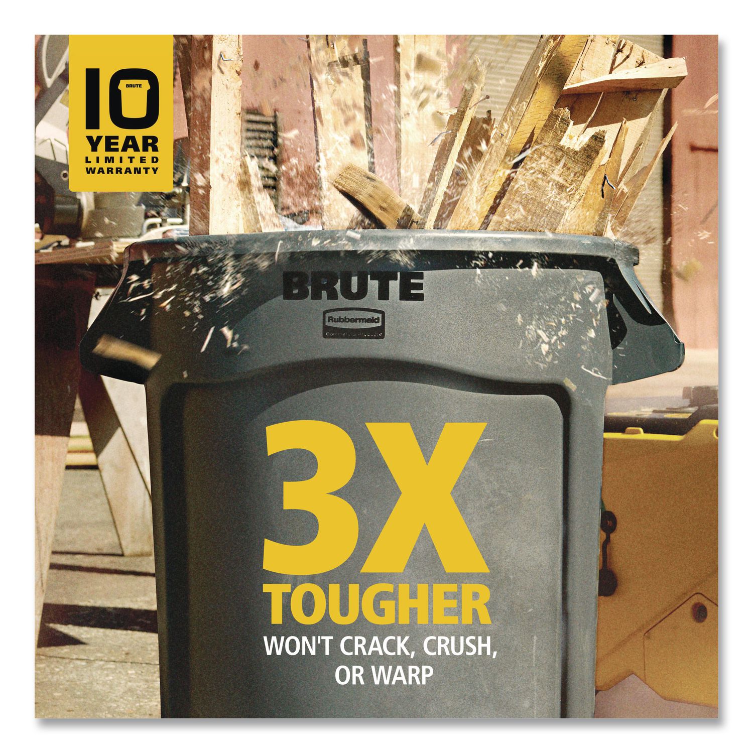 Vented Round Brute Container, 44 gal, Plastic, Red, 4/Carton ...