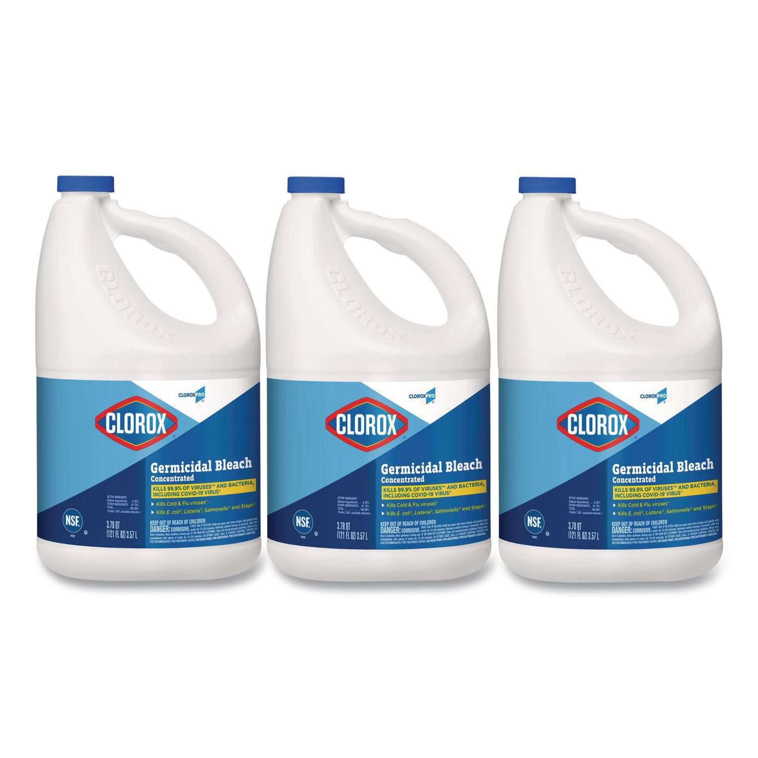 CloroxPro Concentrated Germicidal Bleach, Regular, 121 oz Bottle, 3 ...