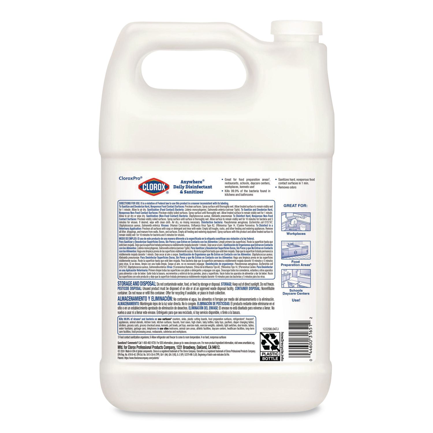 Clorox® CloroxPro Anywhere Daily Disinfectant and Sanitizer, 128 oz ...