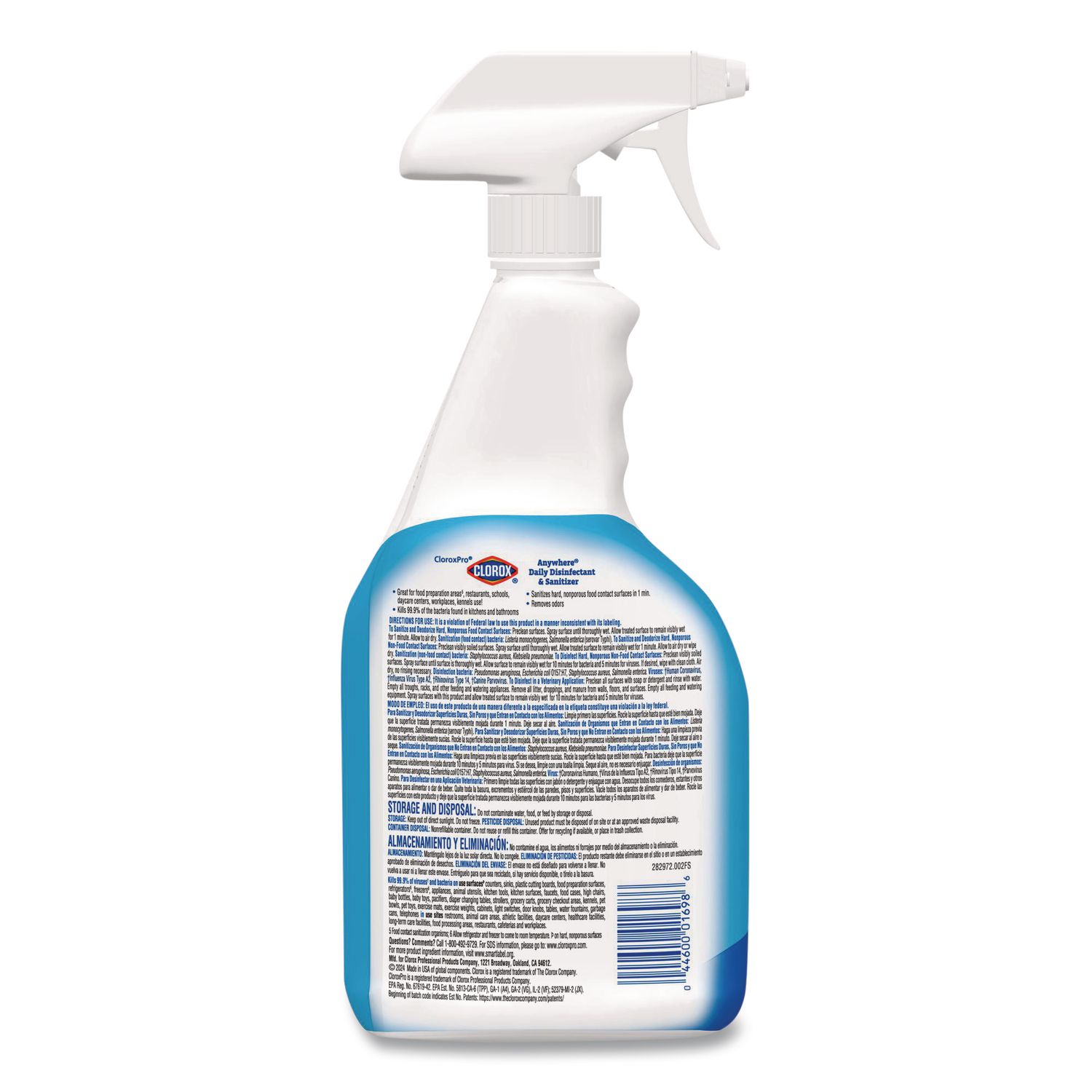 Clorox® CloroxPro Anywhere Daily Disinfectant and Sanitizer, Unscented ...