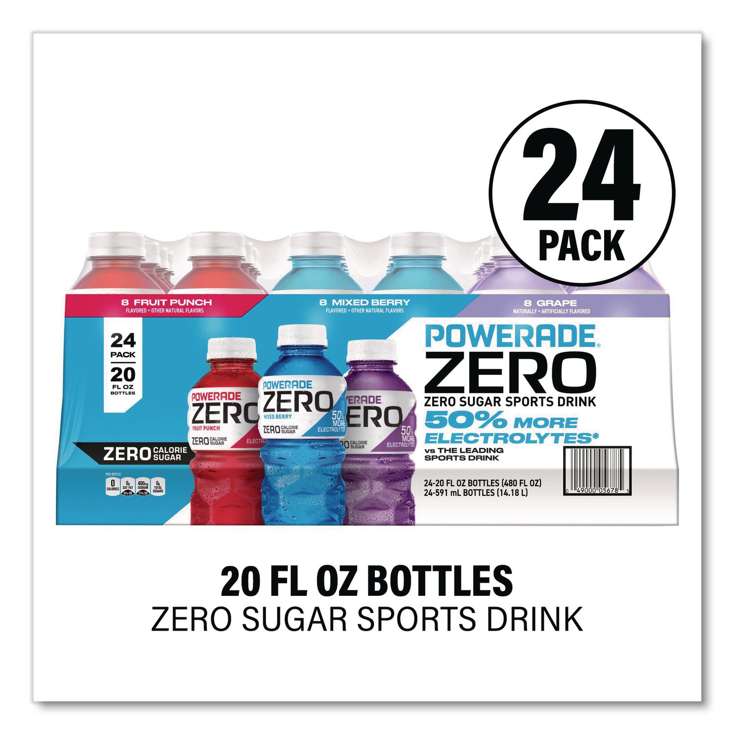 POWERADE® Zero Sports Drink, Assorted Flavors, 20 oz, 24/Carton ; Ships ...