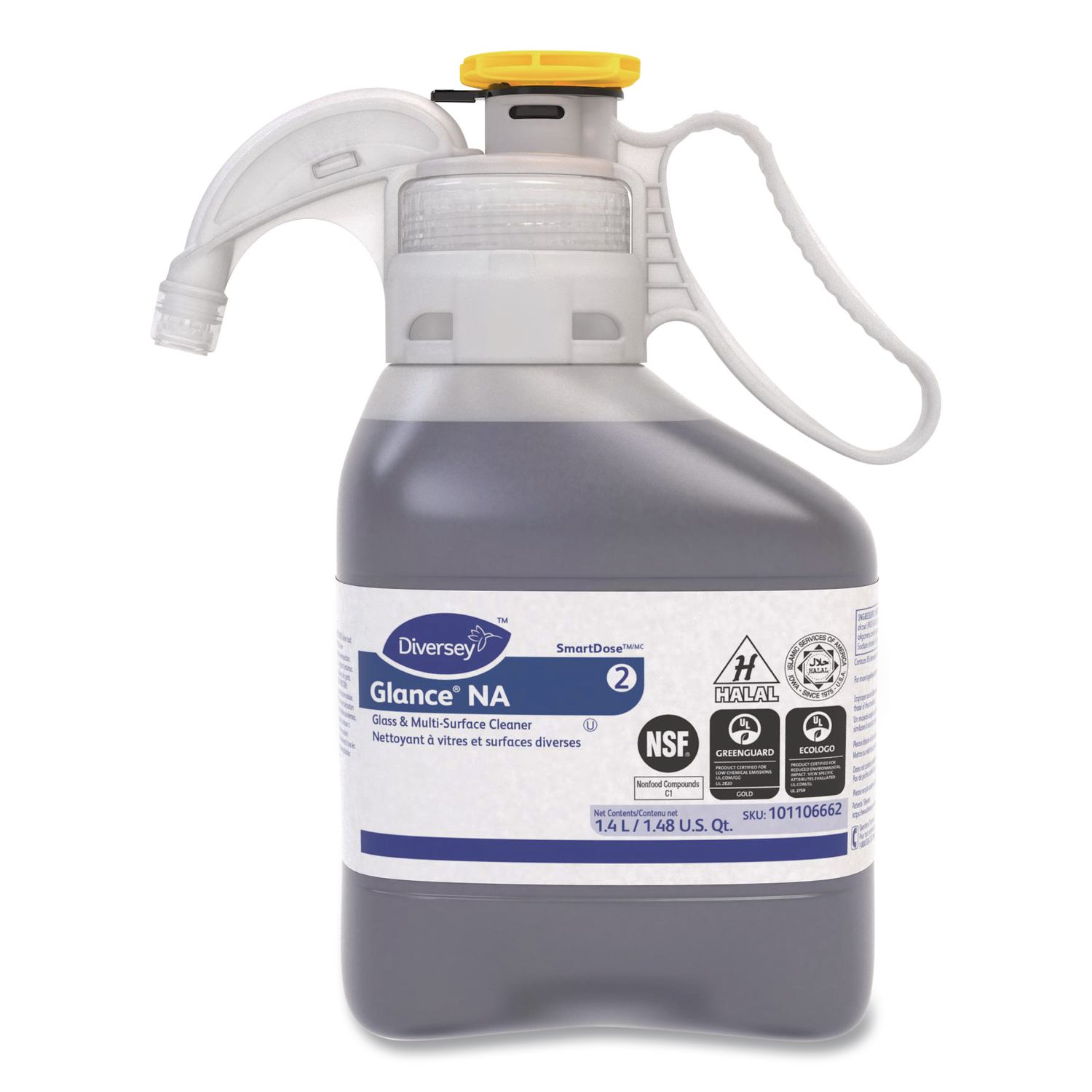 Diversey™ Glance NA Glass and Multi-Surface Cleaner SC, Unscented, 1.4 ...
