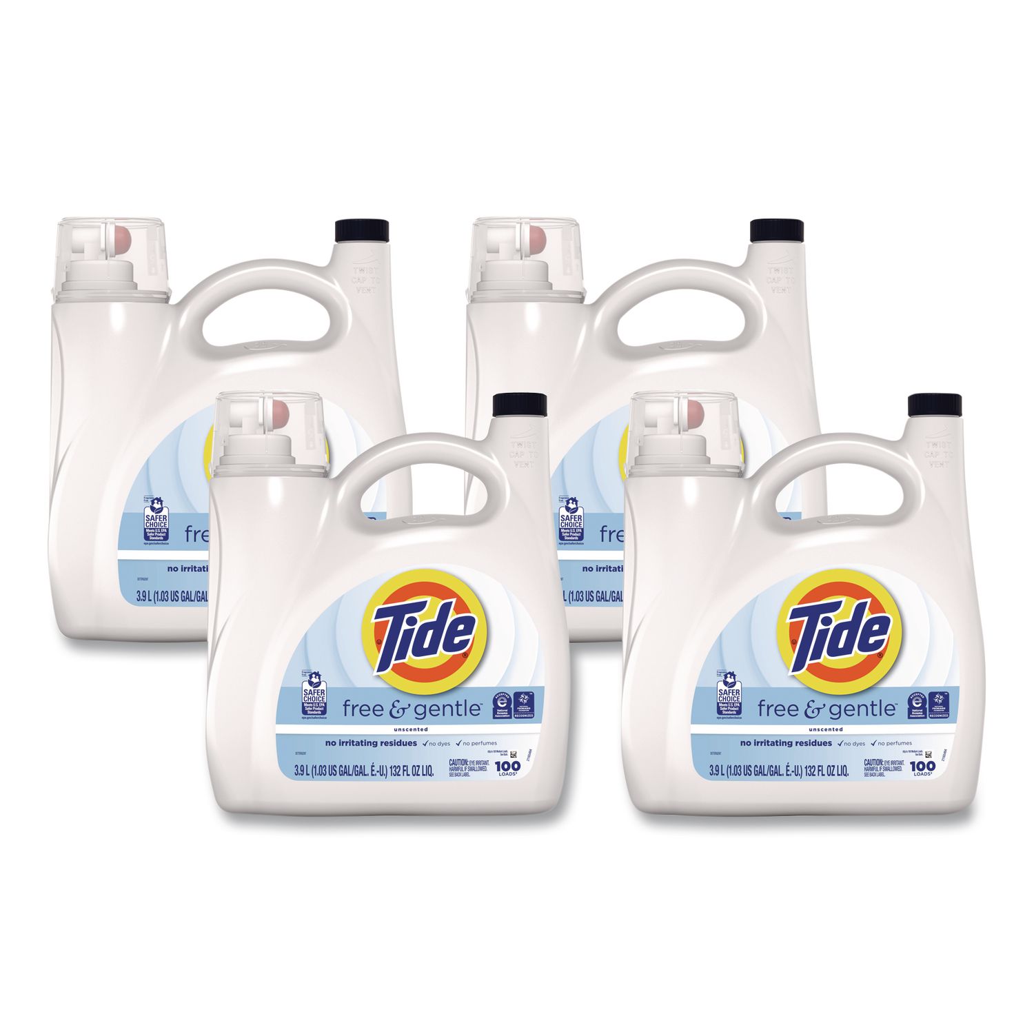 Tide® Free and Gentle Liquid Laundry Detergent, HE Compatible, 100 ...
