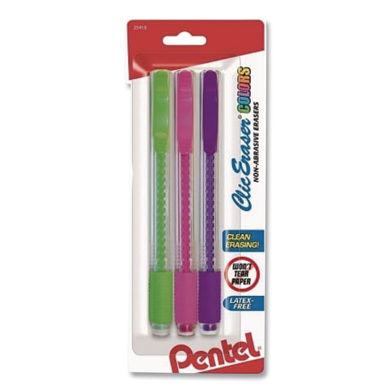 Pentel® Clic Eraser Grip Eraser, For Pencil Marks, White Eraser ...