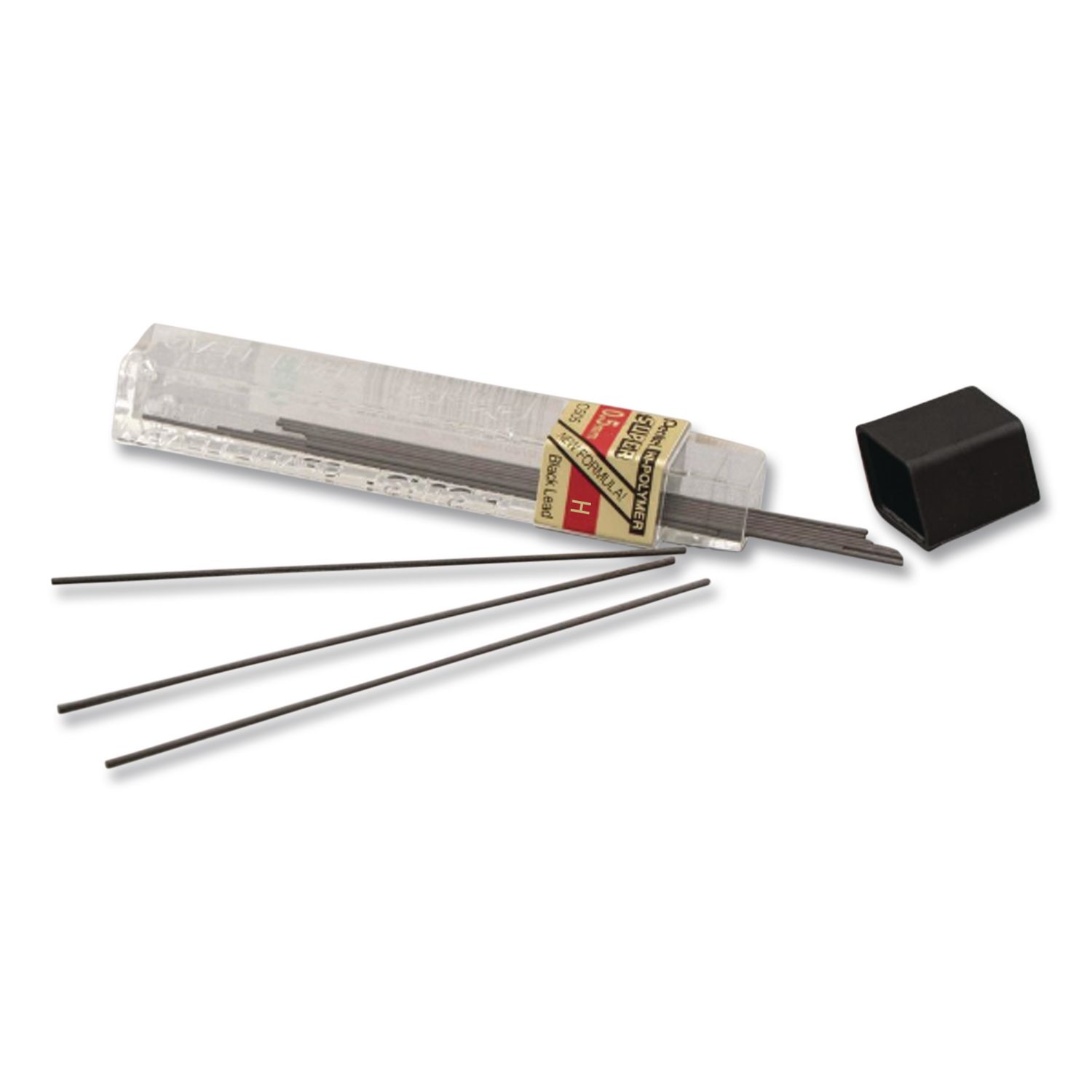 Super Hi-Polymer Lead Refills, 0.5 mm, H, Black, 12/Tube ...