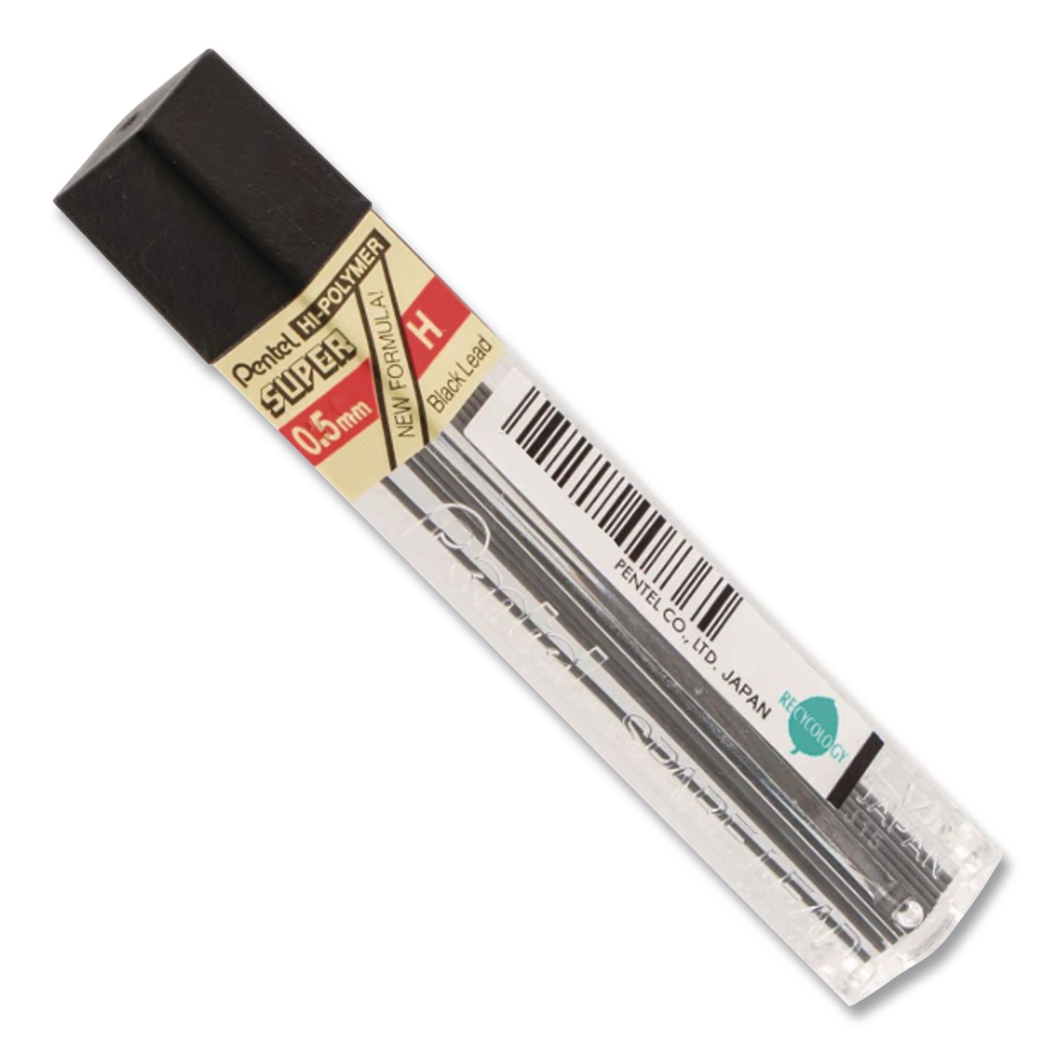 Super Hi-Polymer Lead Refills, 0.5 mm, H, Black, 12/Tube ...