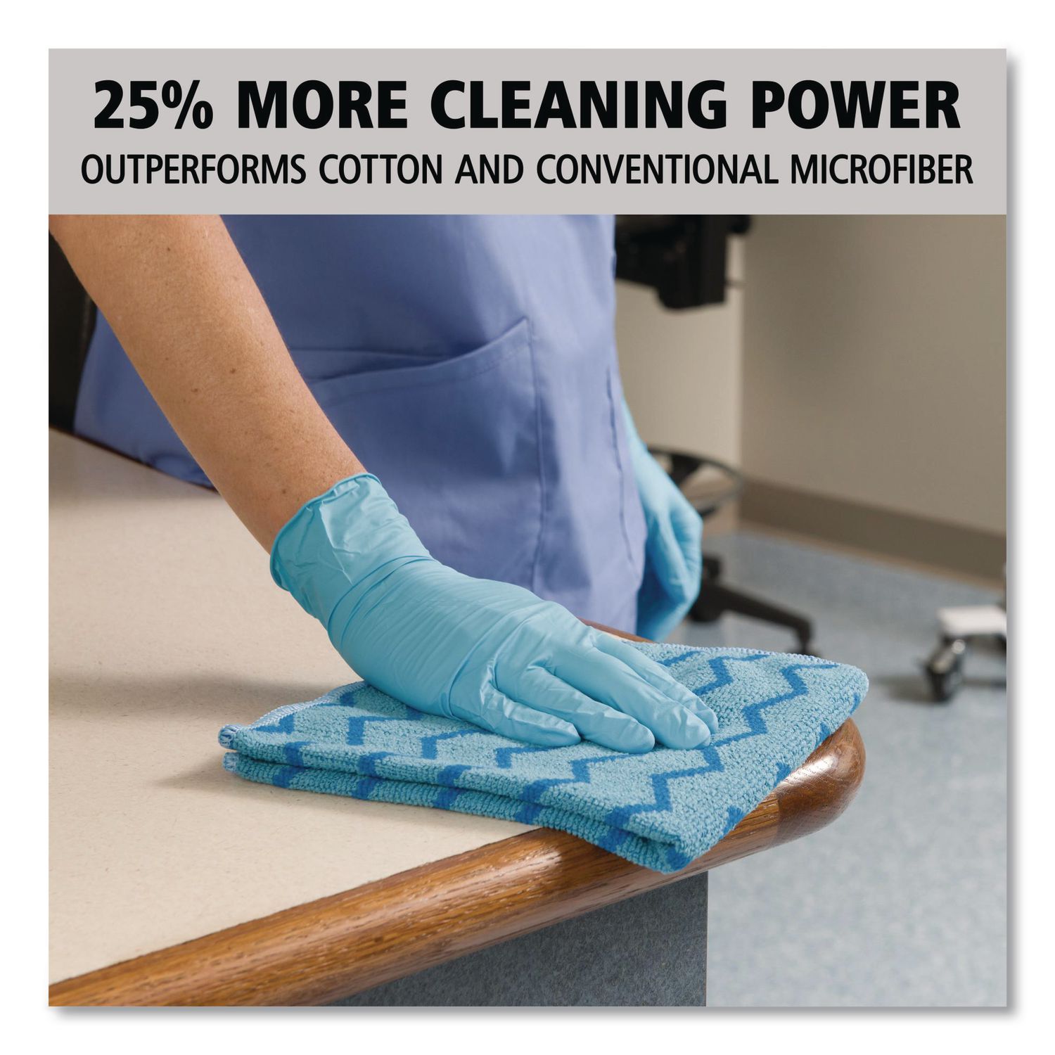 Rubbermaid® Commercial HYGEN Microfiber Cleaning Cloths, 16 x 16, Blue ...