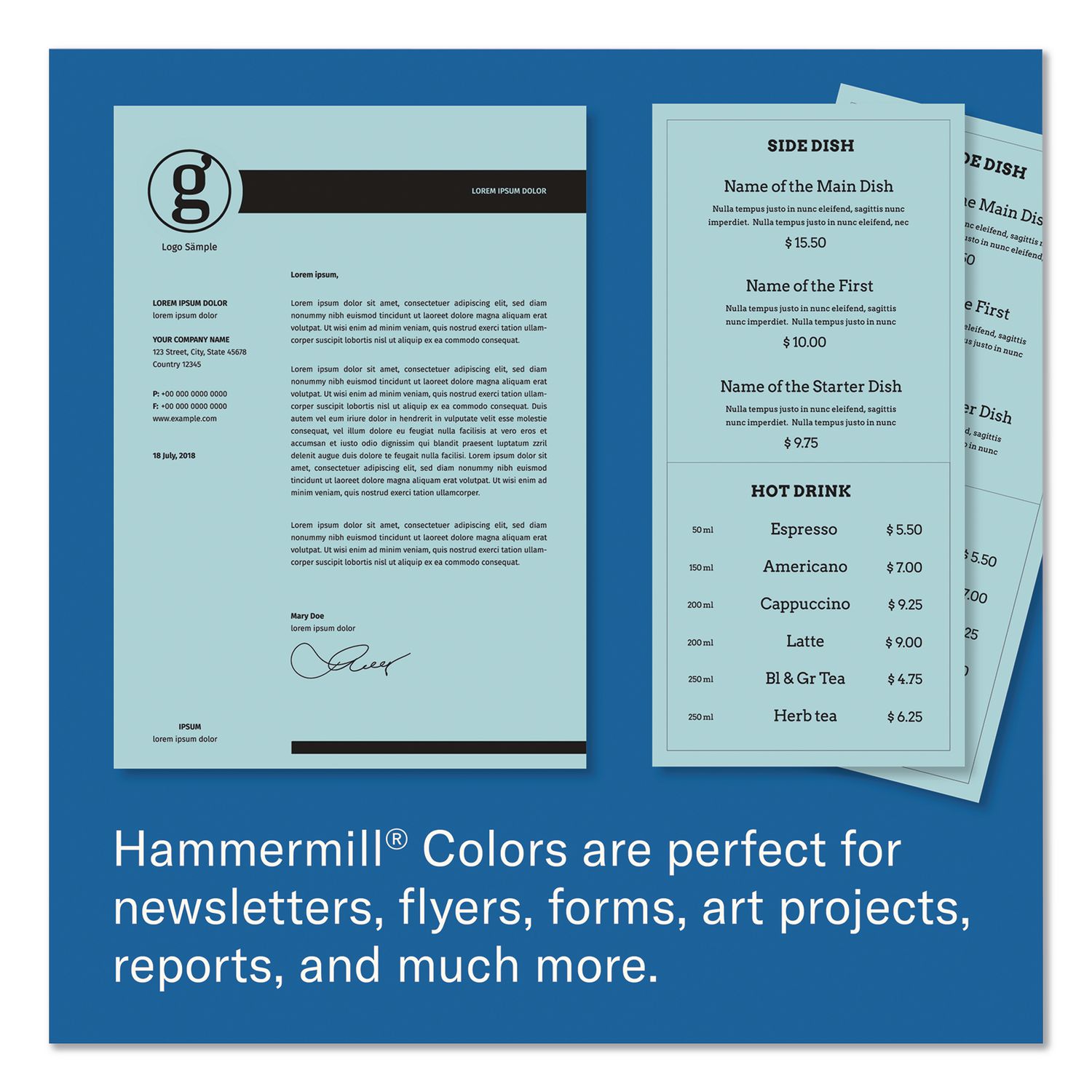 Hammermill® Colors Print Paper, 20 lb Bond Weight, 8.5 x 14, Blue, 500 ...
