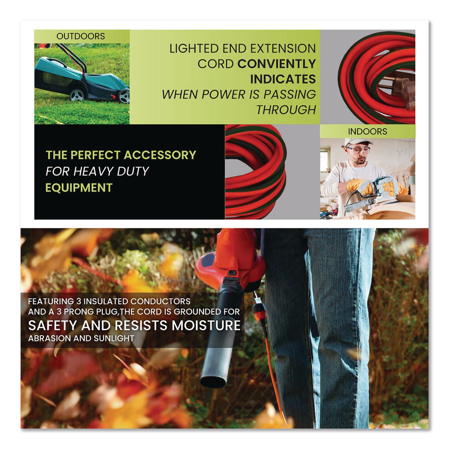 GoGreen Power 16 AWG Outdoor Extension Cord, 50 ft, 13 A, Orange/Black ...