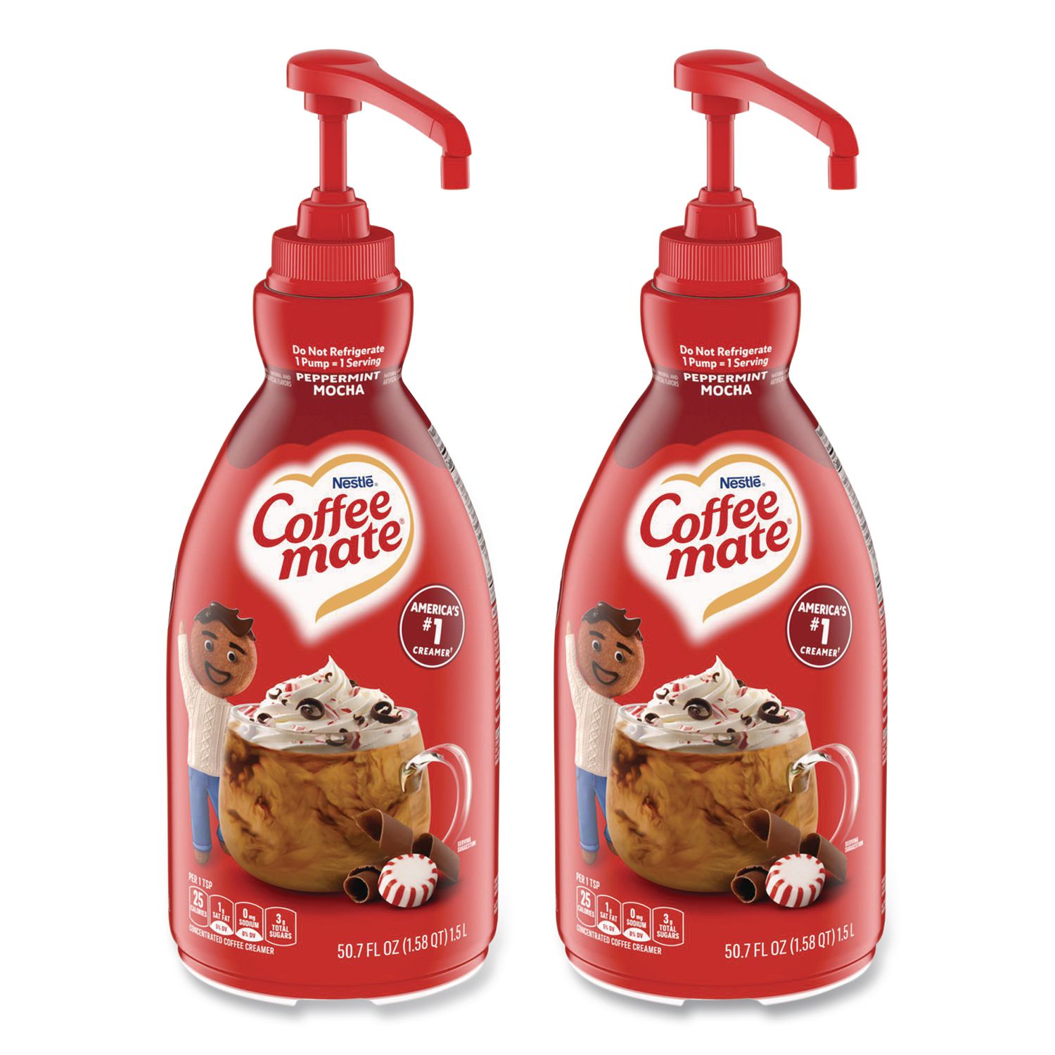 Coffee mate® Liquid Coffee Creamer, Peppermint Mocha, 1.5 L Pump Bottle ...
