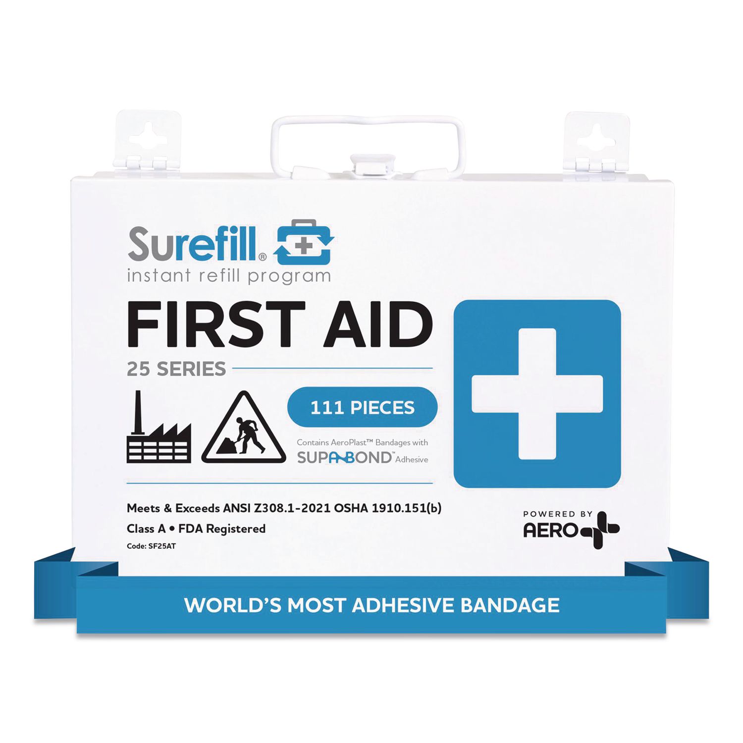 SUREFILL™ 25 ANSI 2021 A+ First Aid Kit with Metal Case, 111 Pieces ...