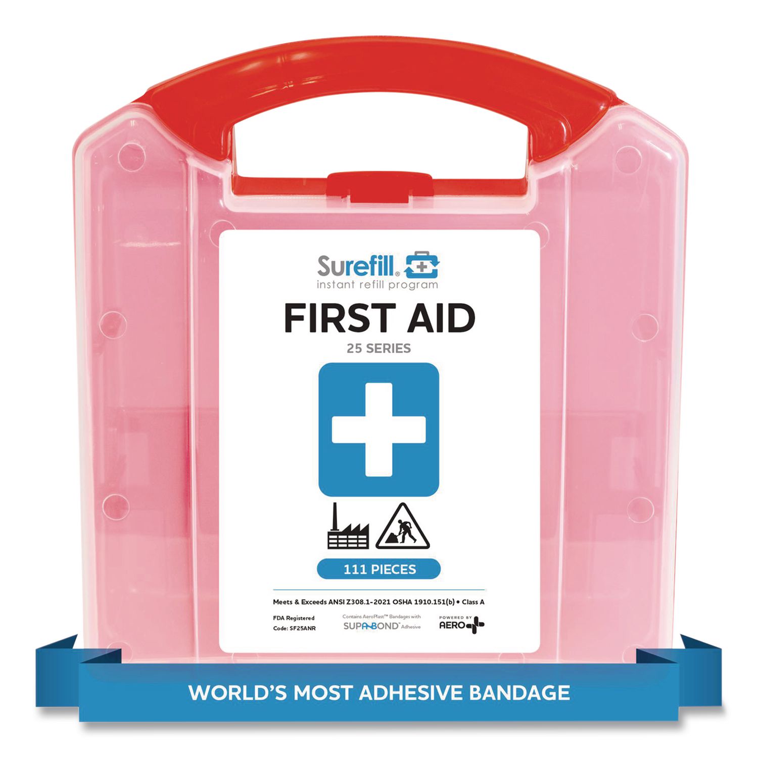 SUREFILL™ 25 Series ANSI A+ First Aid Kit - Plastic Retail Case, 25 ...
