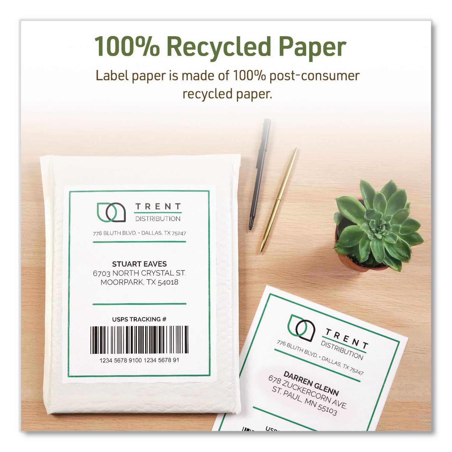 Avery® EcoFriendly Recycled Shipping Labels, Inkjet/Laser, 5.5 x 8.5 ...