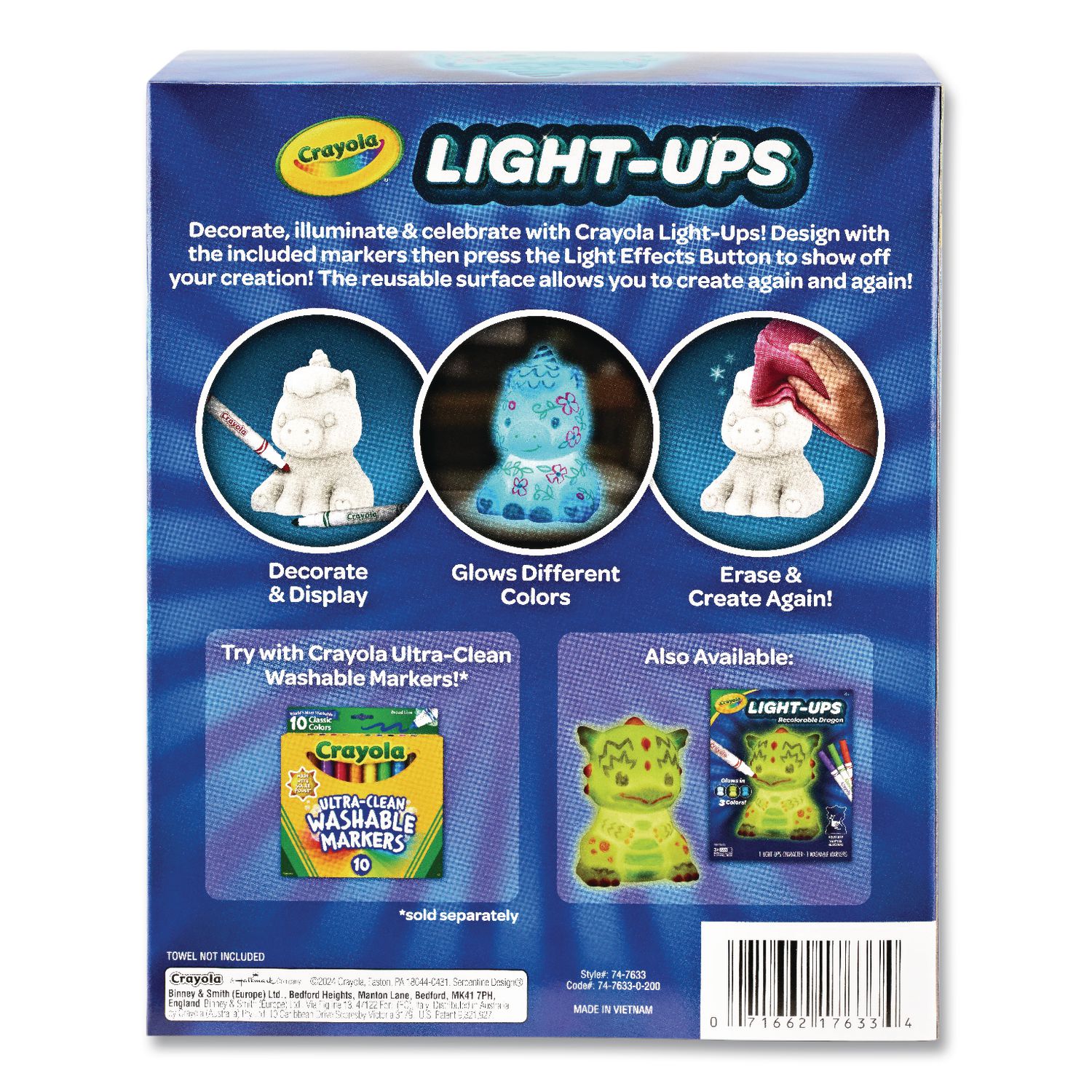 Crayola® Light Ups Recolorable Unicorn with (3) Ultra-Clean Washable ...