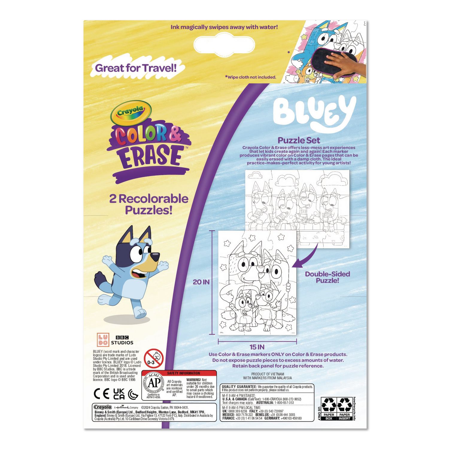Crayola® Bluey Color and Erase Reusable Puzzle Set, (12) Double Sided ...