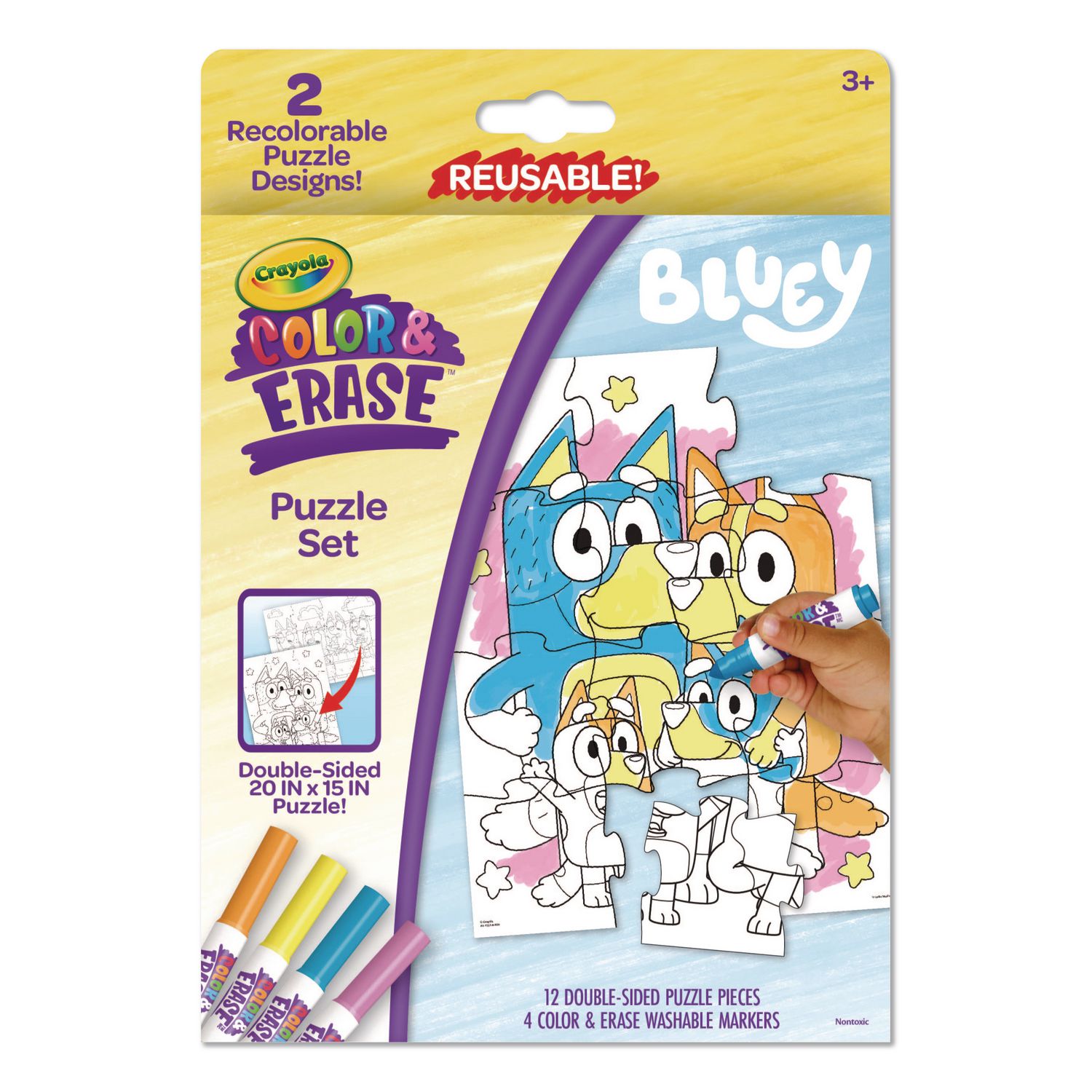 Crayola® Bluey Color and Erase Reusable Puzzle Set, (12) Double Sided ...