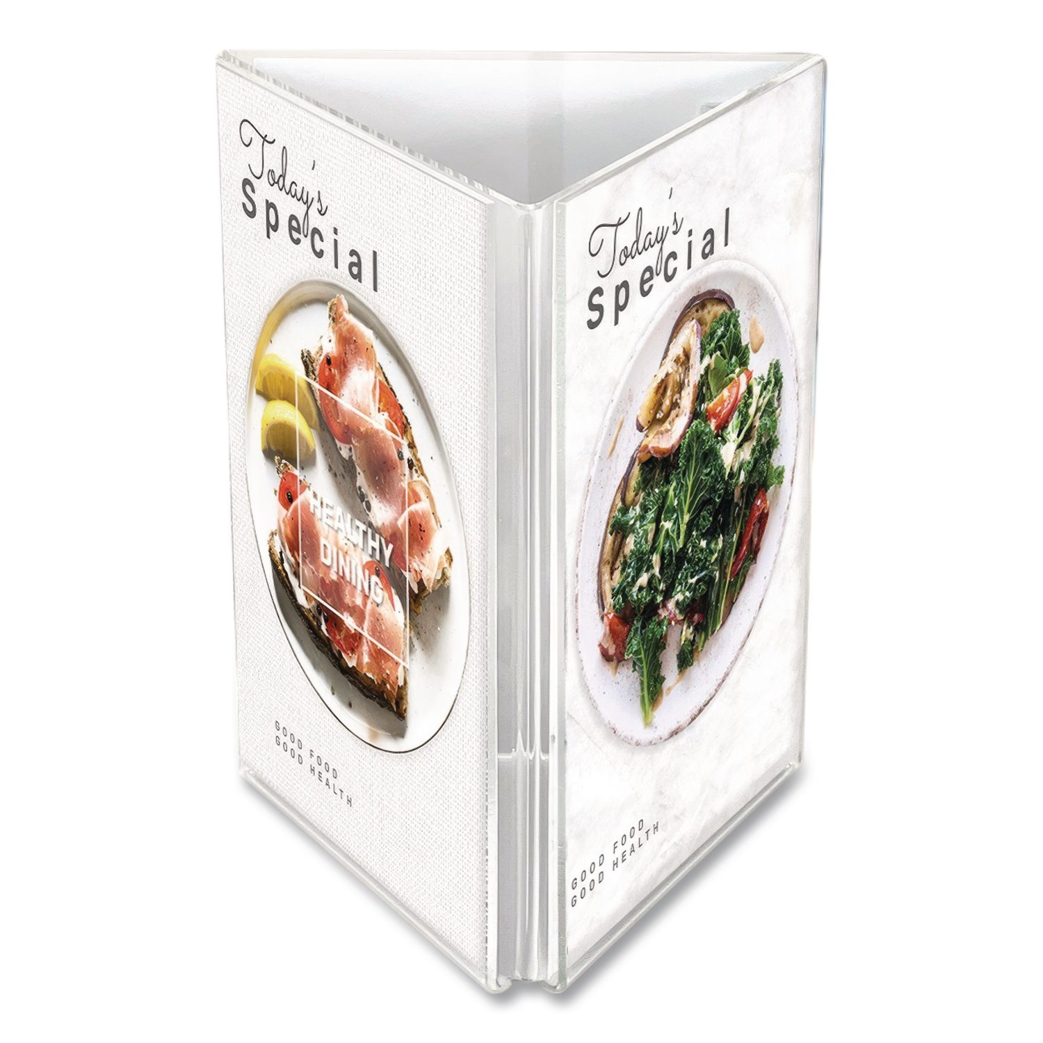 deflecto® Tabletop Three-Sided Sign Holder, 4 x 6 Insert, Clear ...