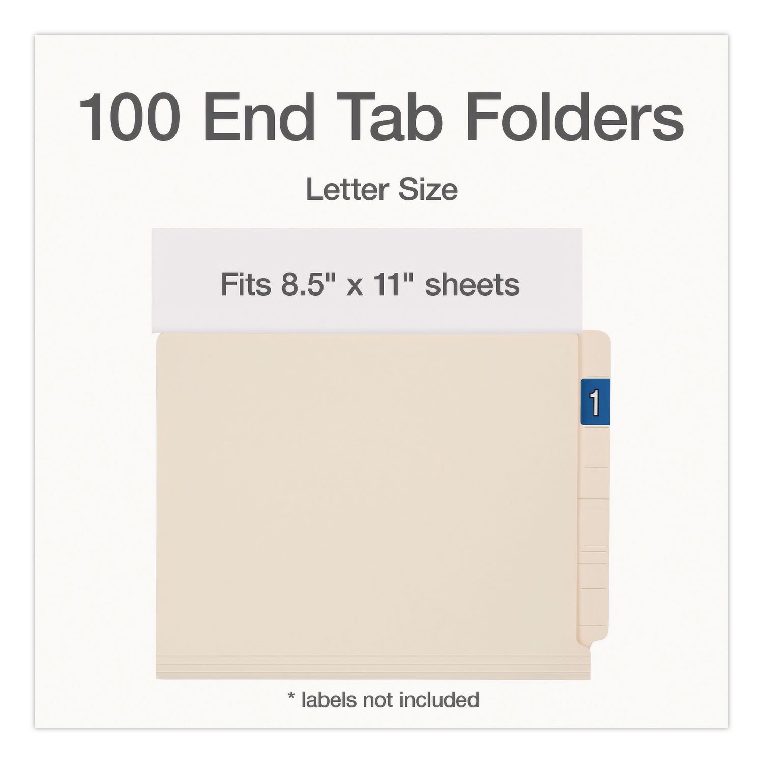 Pendaflex® Manila End Tab Folders, Straight Tabs, Letter Size, 0.75 ...