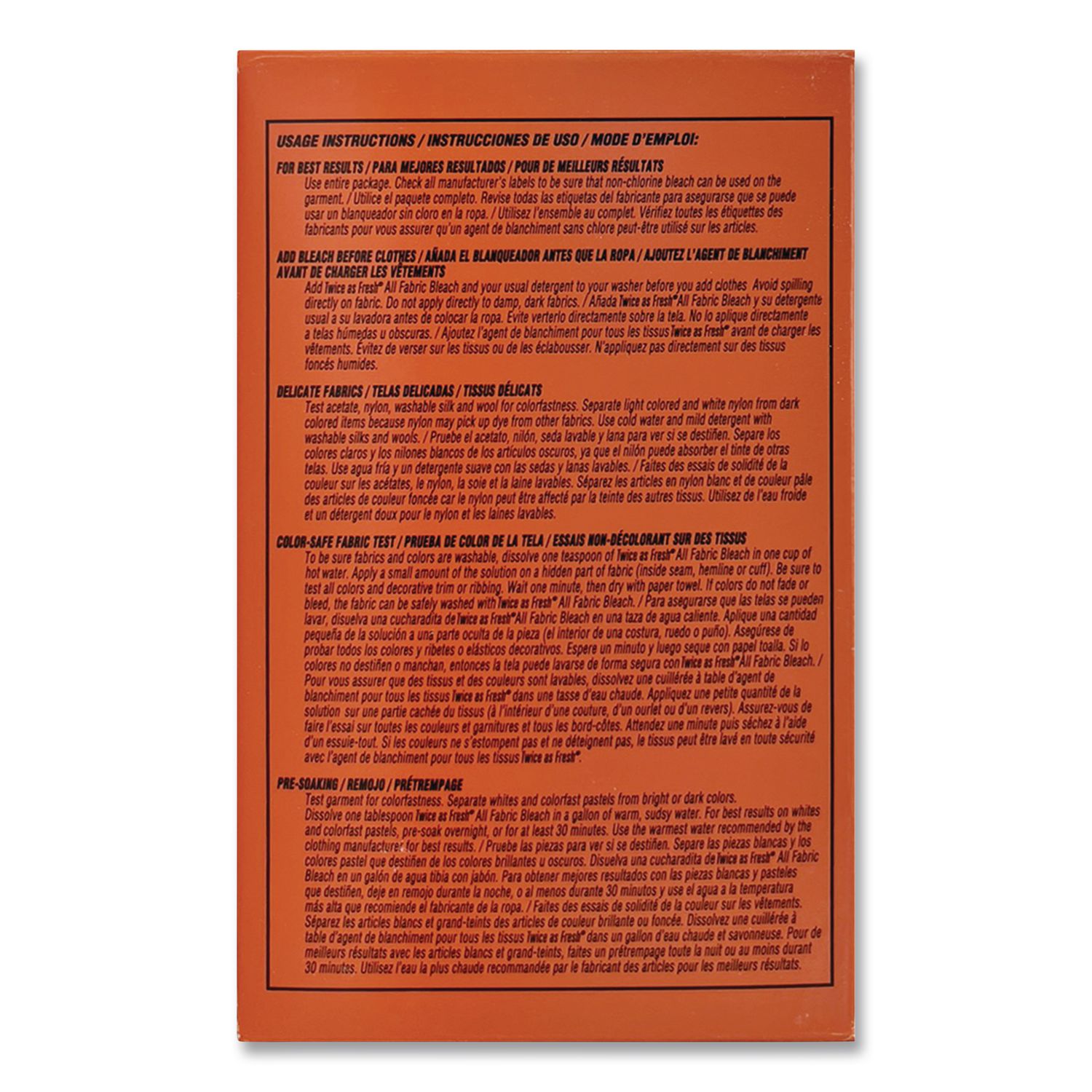 Twice as Fresh® Color Safe Powder Bleach Vend Pack, 1 Load Box, 100 ...