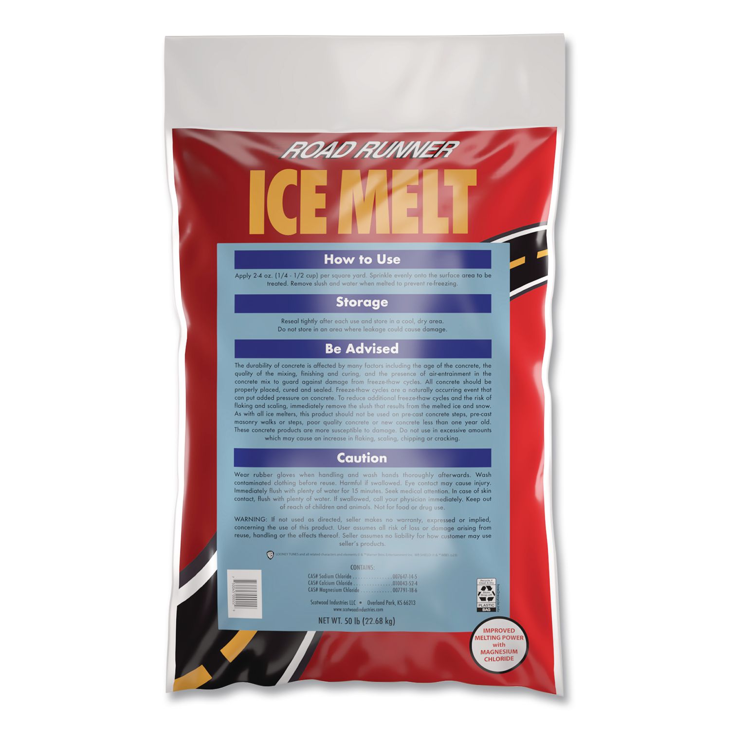 Scotwood Industries Road Runner Ice Melt, 50 lb Bag, 50 Bags/Pallet ...