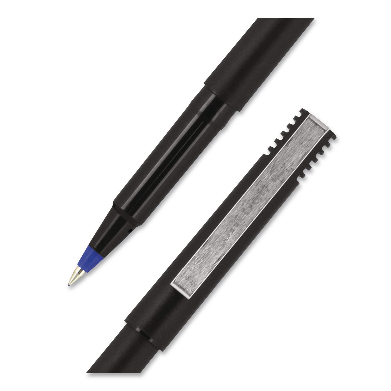 uniball® Rollerball Pen, Stick, Micro 0.5 mm, Blue Ink, Black/Blue ...