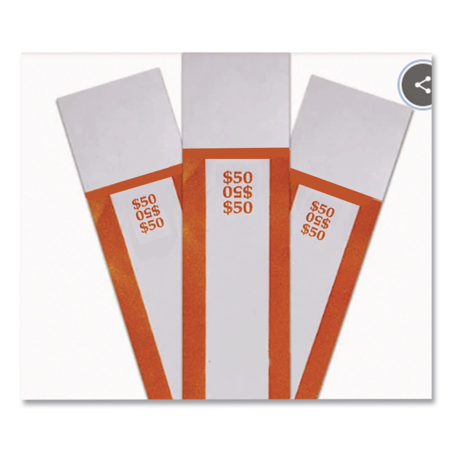 CONTROLTEK® Currency Straps, Self-Adhesive, Ones, $50 Strap, Orange/White, 1,000/Pack | Fort ...