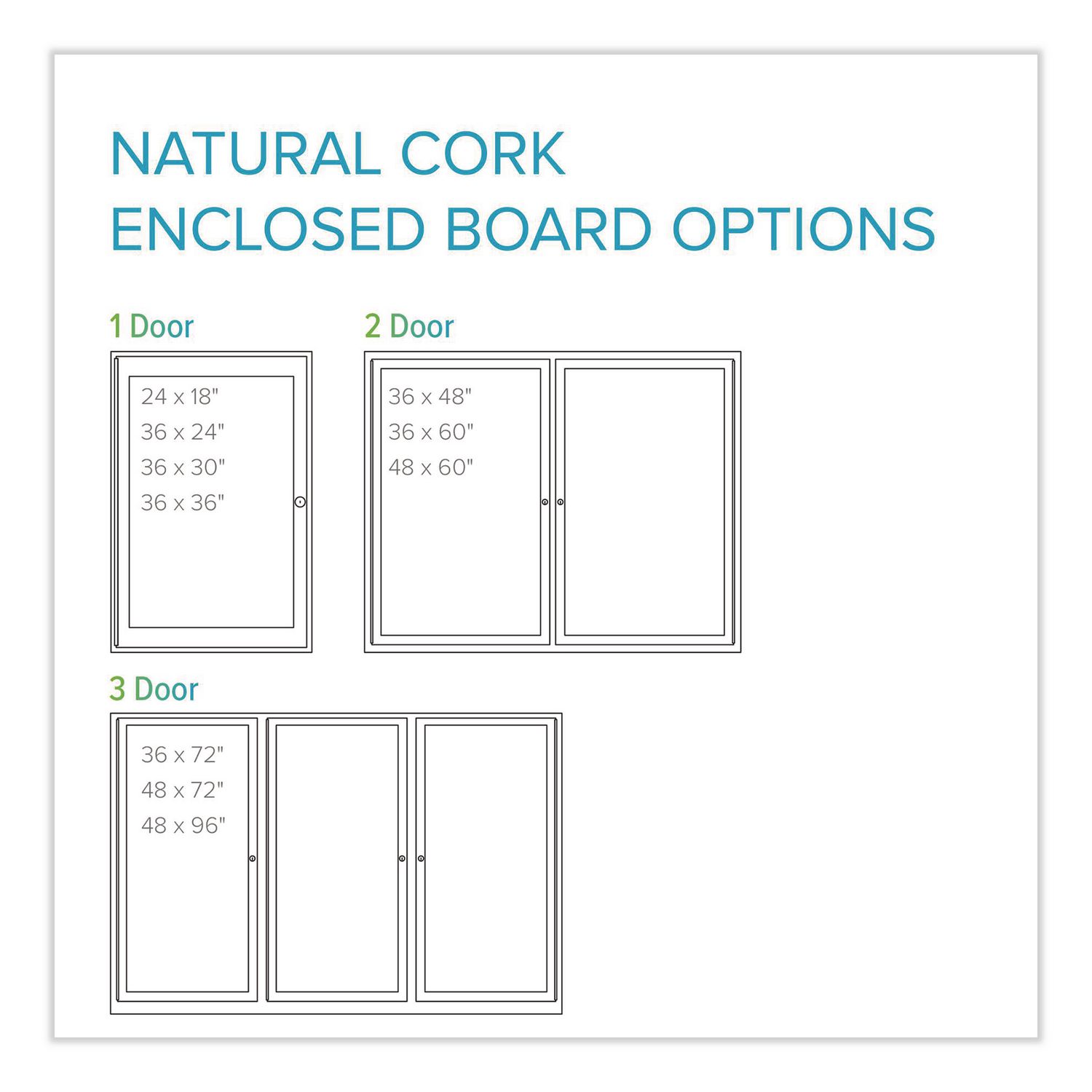 Ghent 1 Door Enclosed Natural Cork Bulletin Board with Satin Frame, 30 ...