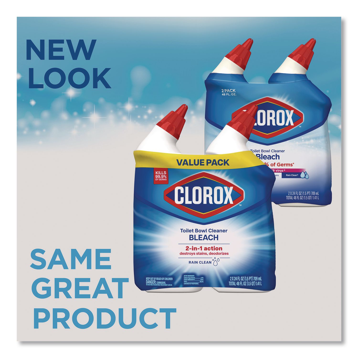 Clorox® Disinfecting Toilet Bowl Cleaner with Bleach, Rain Clean Scent ...