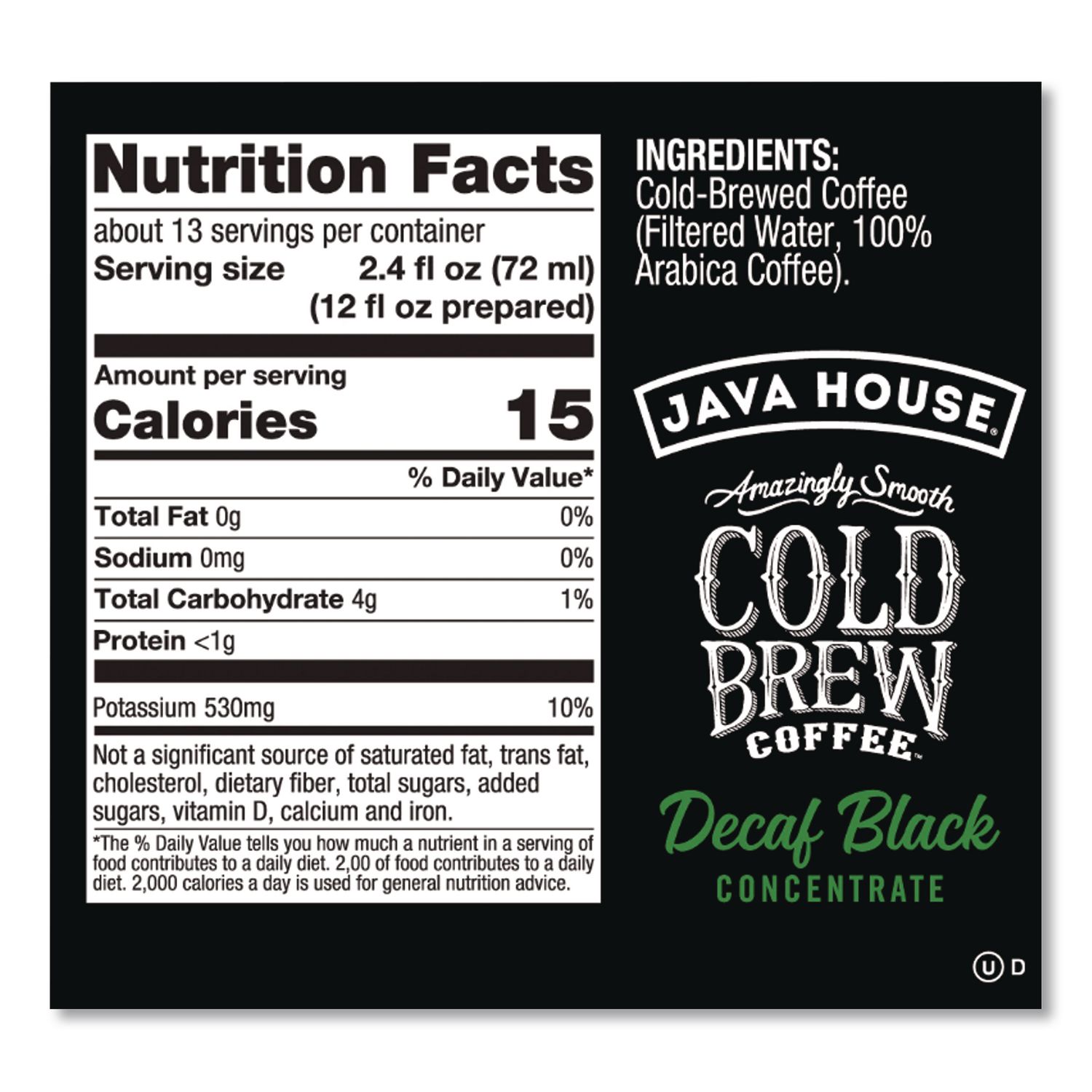 Java House® Cold Brew Coffee Concentrate, Decaf Black, 32 oz Bottle ...