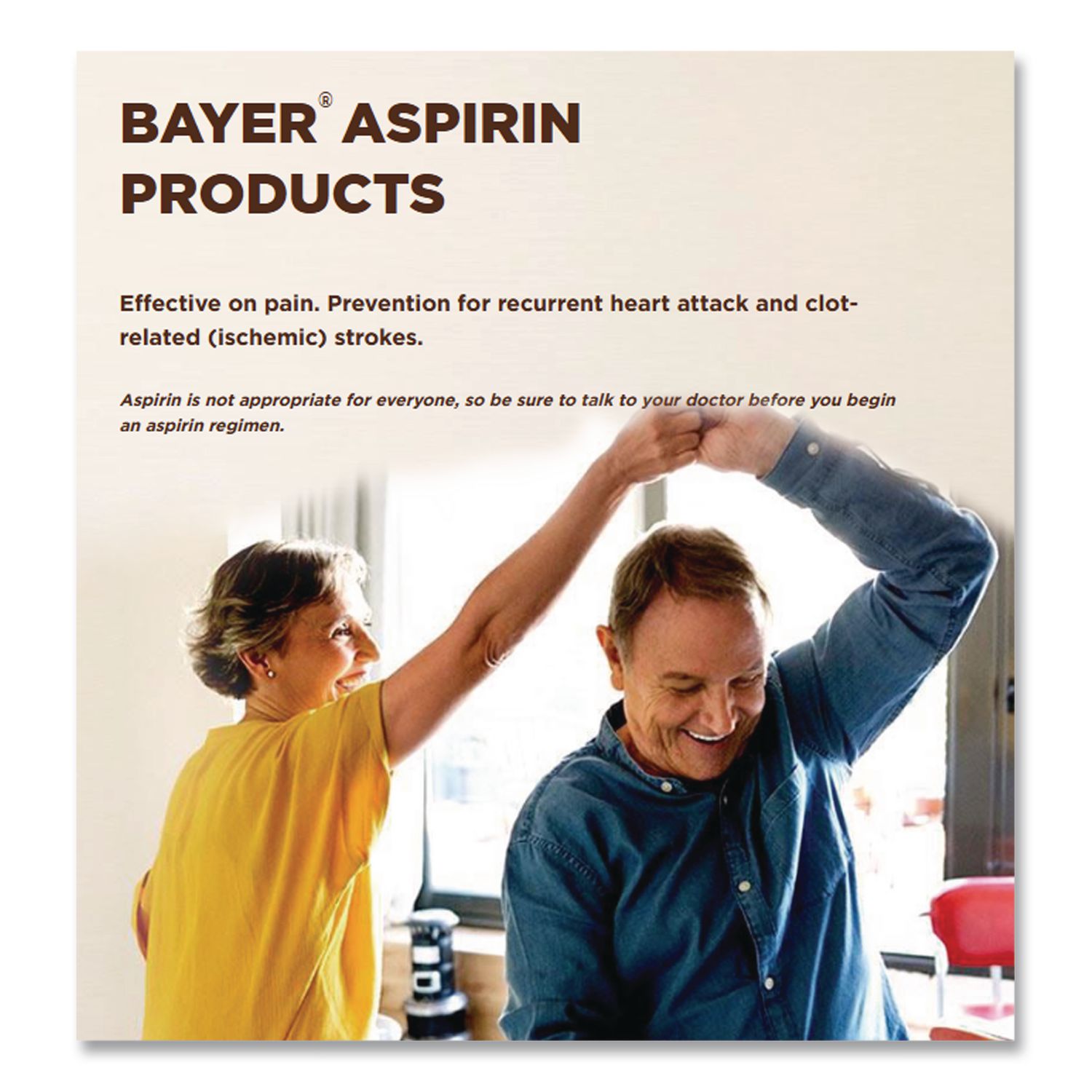 Bayer® Genuine Buffered Aspirin (NSAID) Tablet, 2 Tablets/Packet, 30 ...