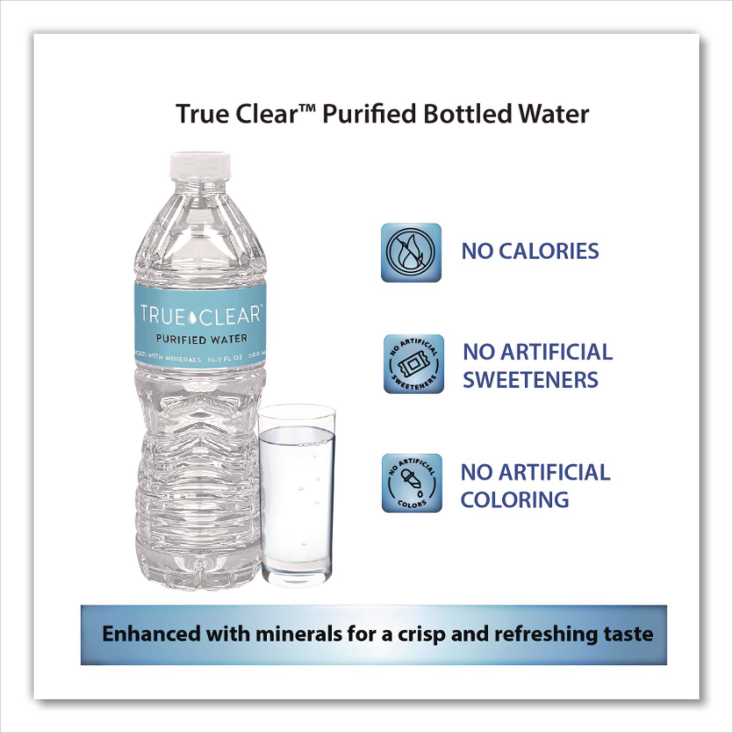 Purified Bottled Water, 16.9 oz Bottle, 24 Bottles/Carton ...