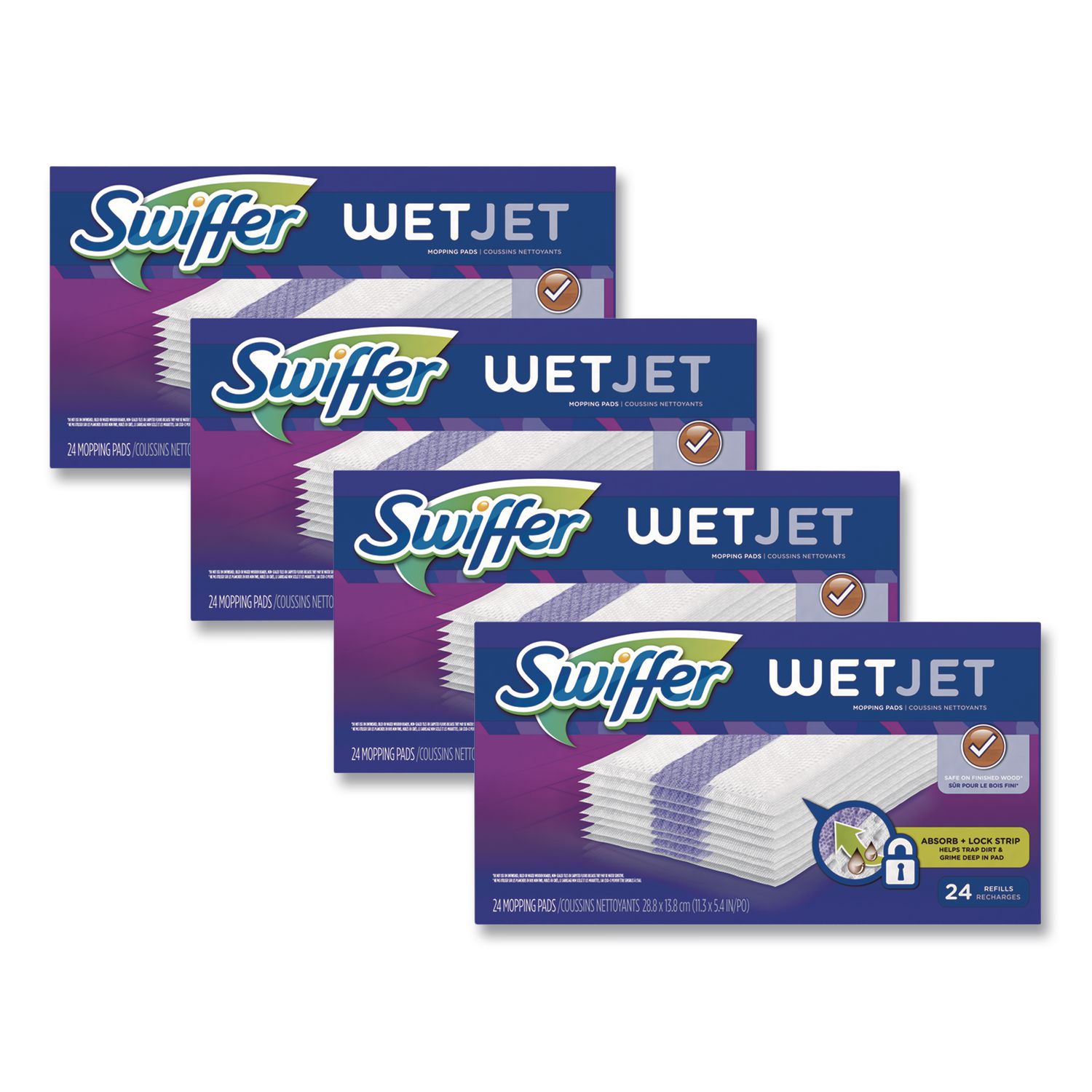 WetJet System Refill Cloths, 11.3" x 5.4", White, 24/Box, 4/Carton ...