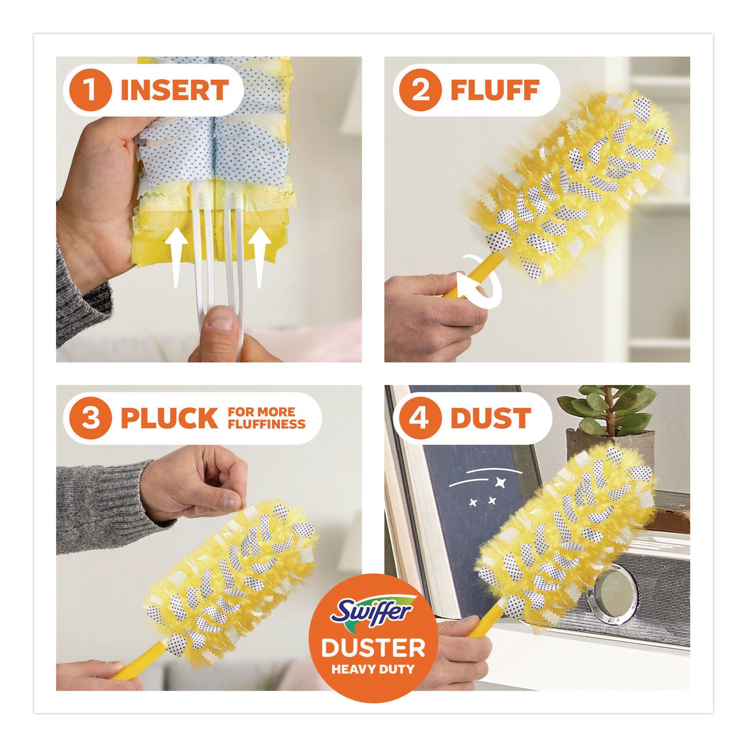 Swiffer® Heavy Duty Dusters Refill, Dust Lock Fiber, Yellow, 6/Box ...