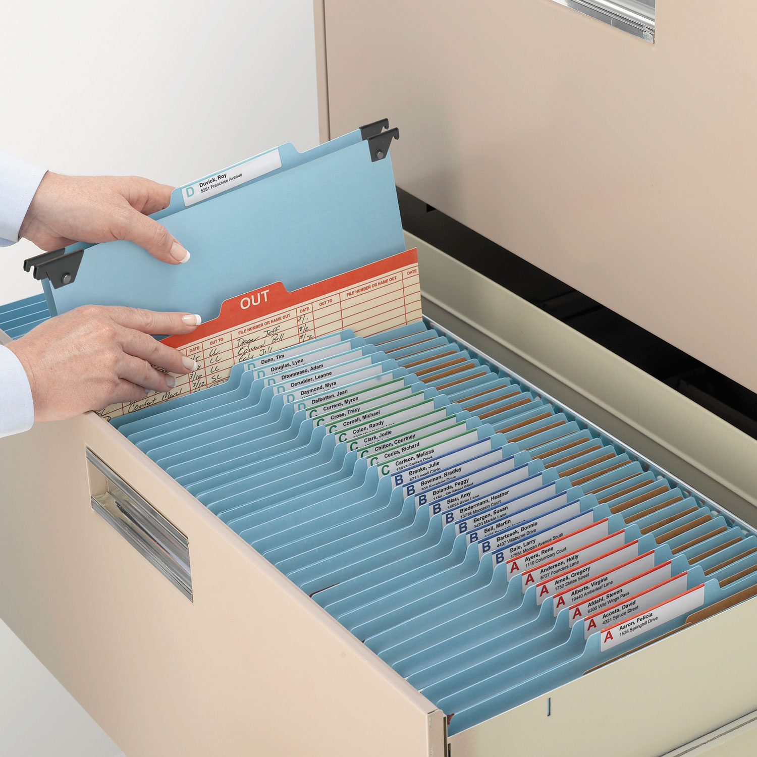 FasTab Hanging Pressboard Classification Folders, 2 Dividers, Letter ...