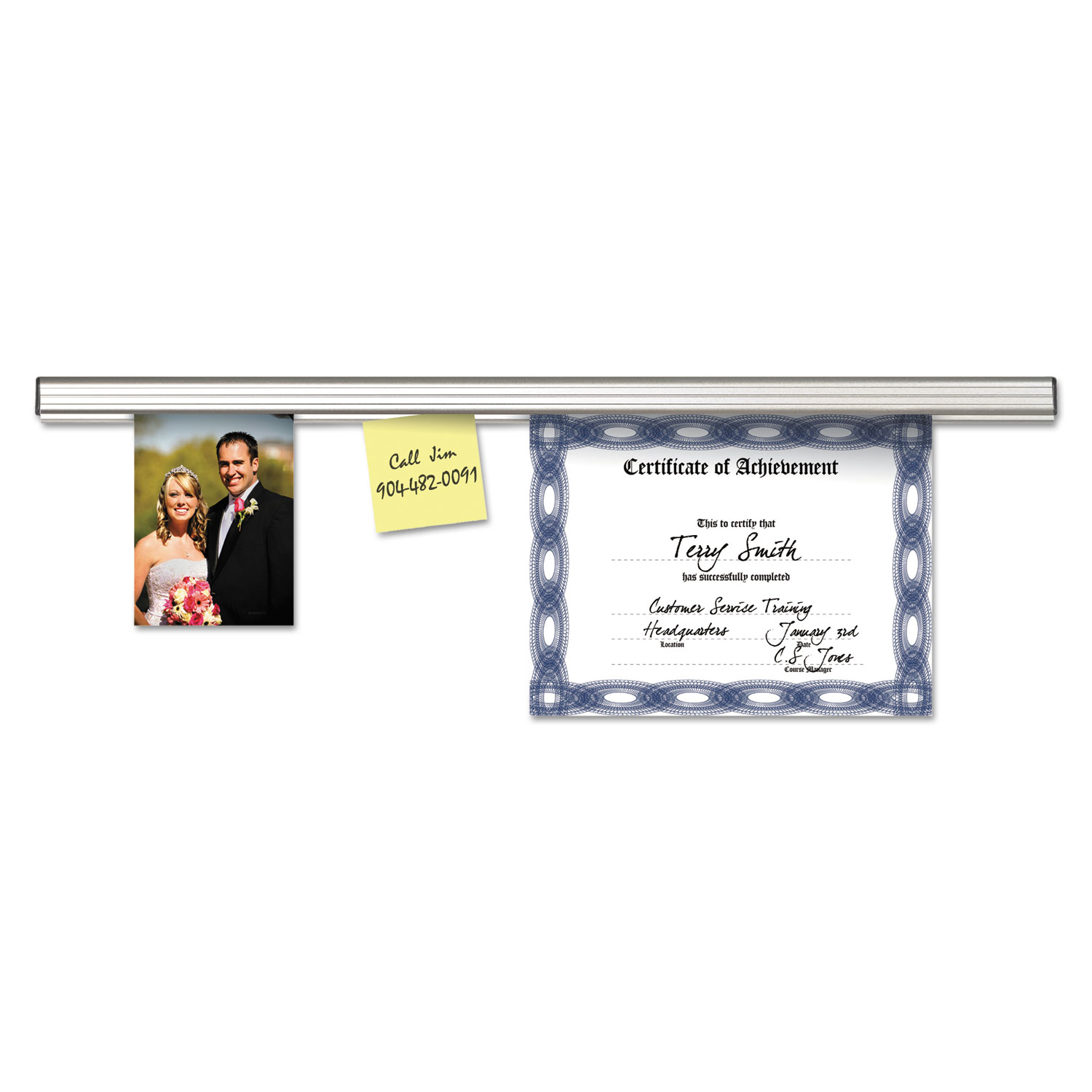 Advantus® 2015, Grip-A-Strip Display Rail, 96 X 1 1/2, Aluminum Finish ...
