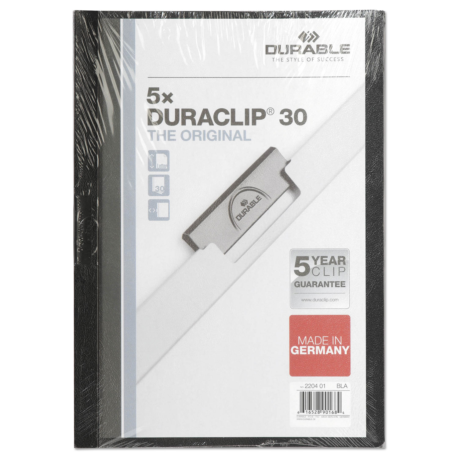 DuraClip Report Cover, Clip Fastener, 8.5 x 11, Clear/Black, 5/Pack ...