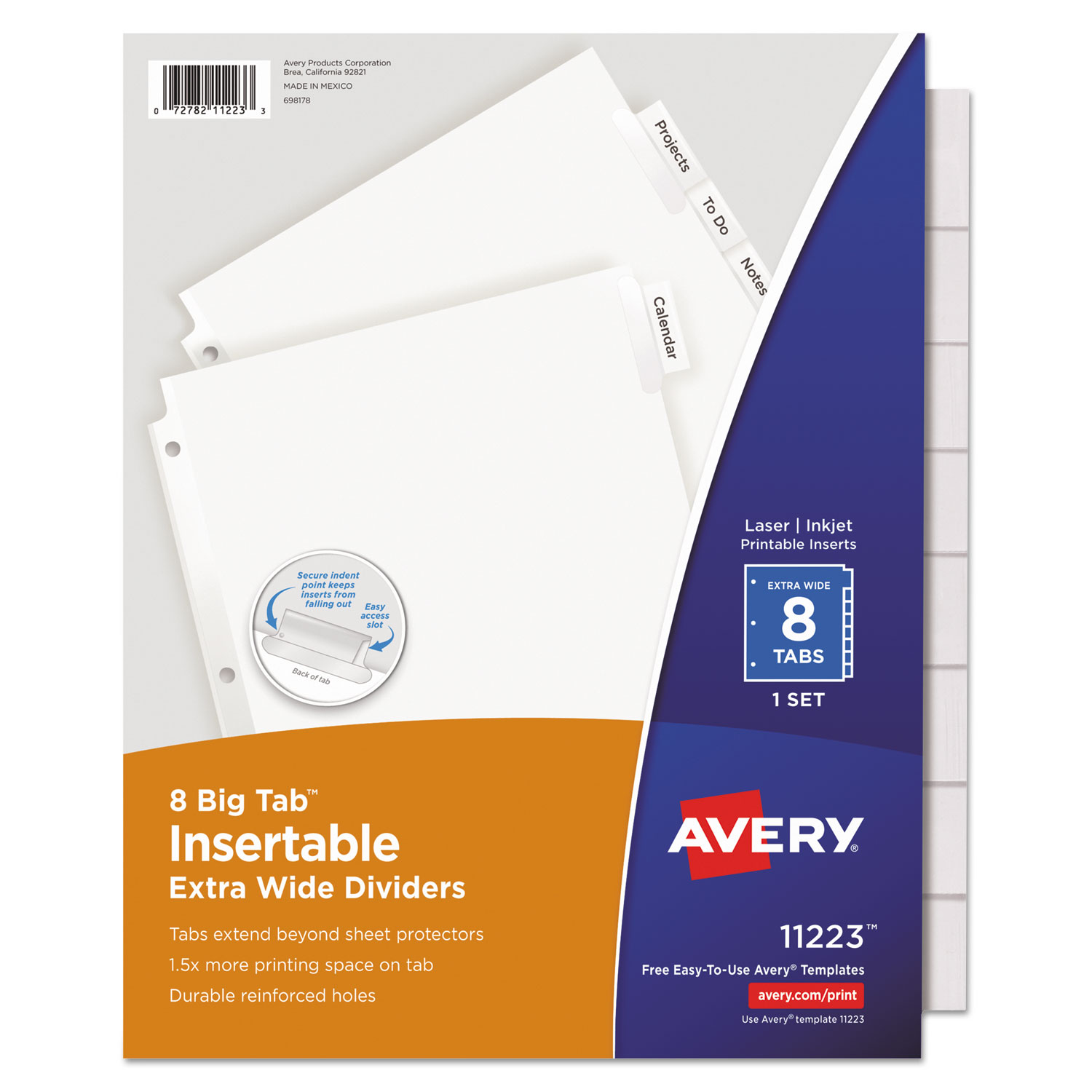 Insertable Big Tab Dividers, 8-Tab, 11.13 x 9.25, White, Clear Tabs, 1 ...