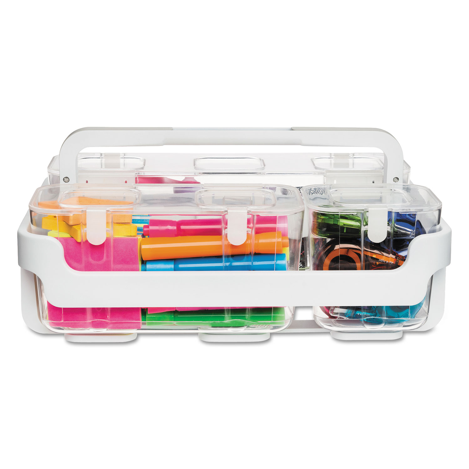 Stackable Caddy Organizer with S, M and L Containers, Plastic, 10.5 x ...