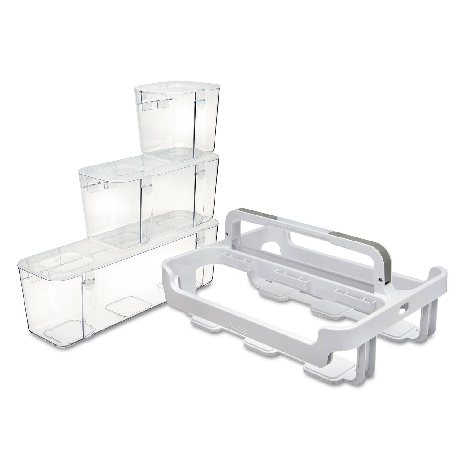 Stackable Caddy Organizer with S, M and L Containers, Plastic, 10.5 x ...