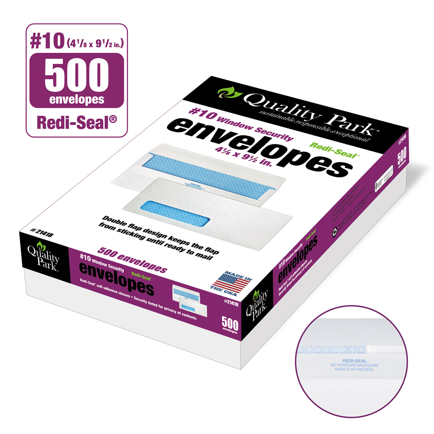 Redi-Seal Security-Tint Envelope, Address Window, #10, Commercial Flap ...
