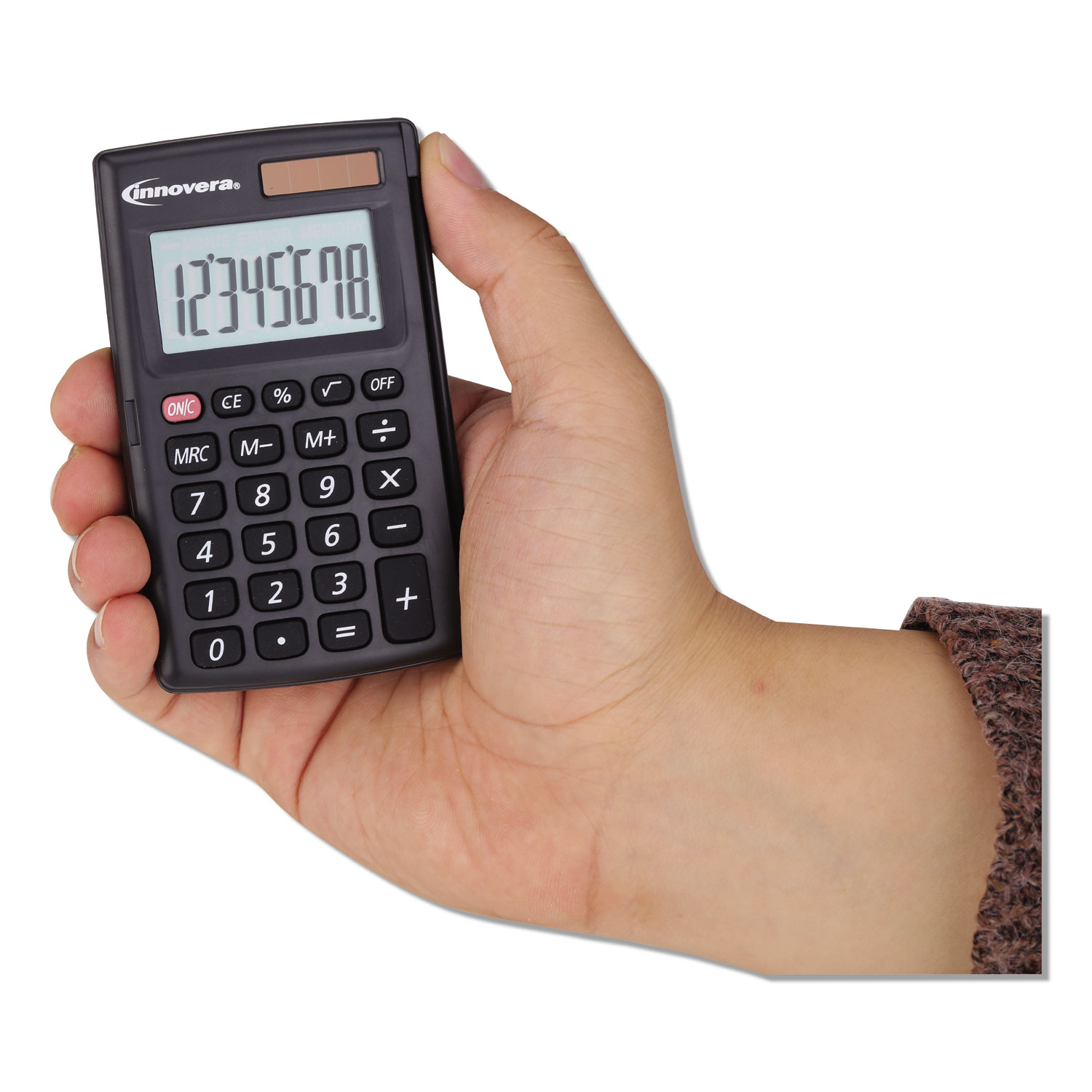 15921 Pocket Calculator with Hard Shell Flip Cover, 8-Digit LCD - Zuma