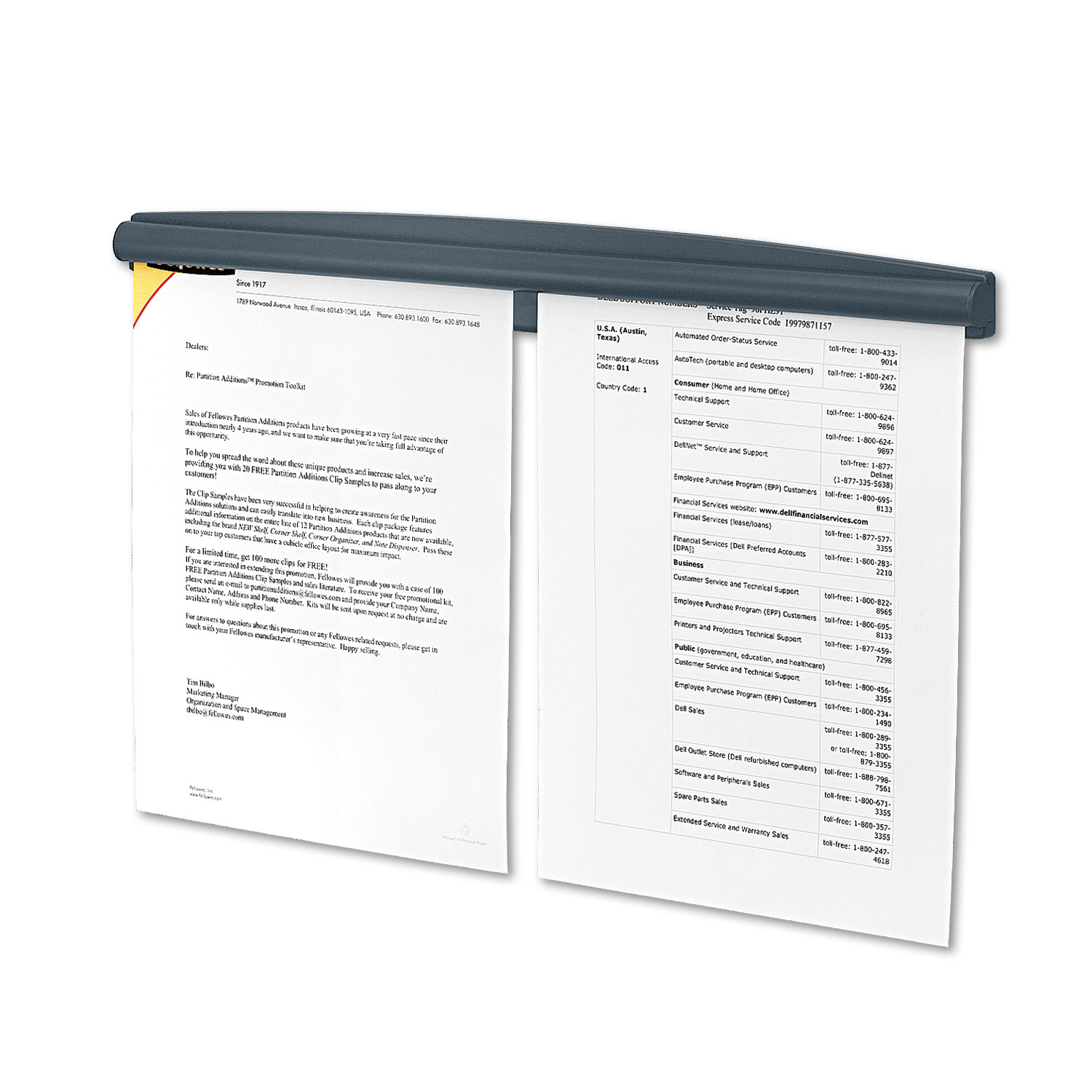 Fellowes® 7502201, Partition Additions Note Rail, 18 X 1 15/16, Dark ...