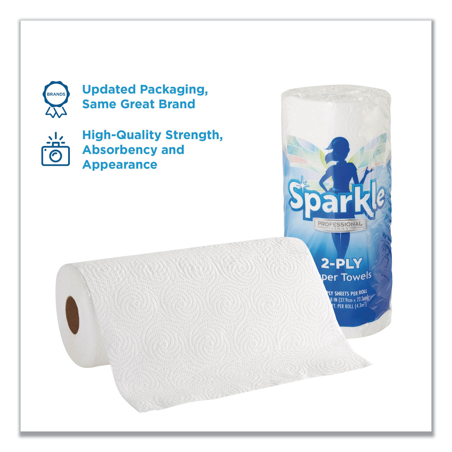 Sparkle ps Premium Perforated Paper Kitchen Towel Roll, 2-Ply, 11 x 8.8 ...
