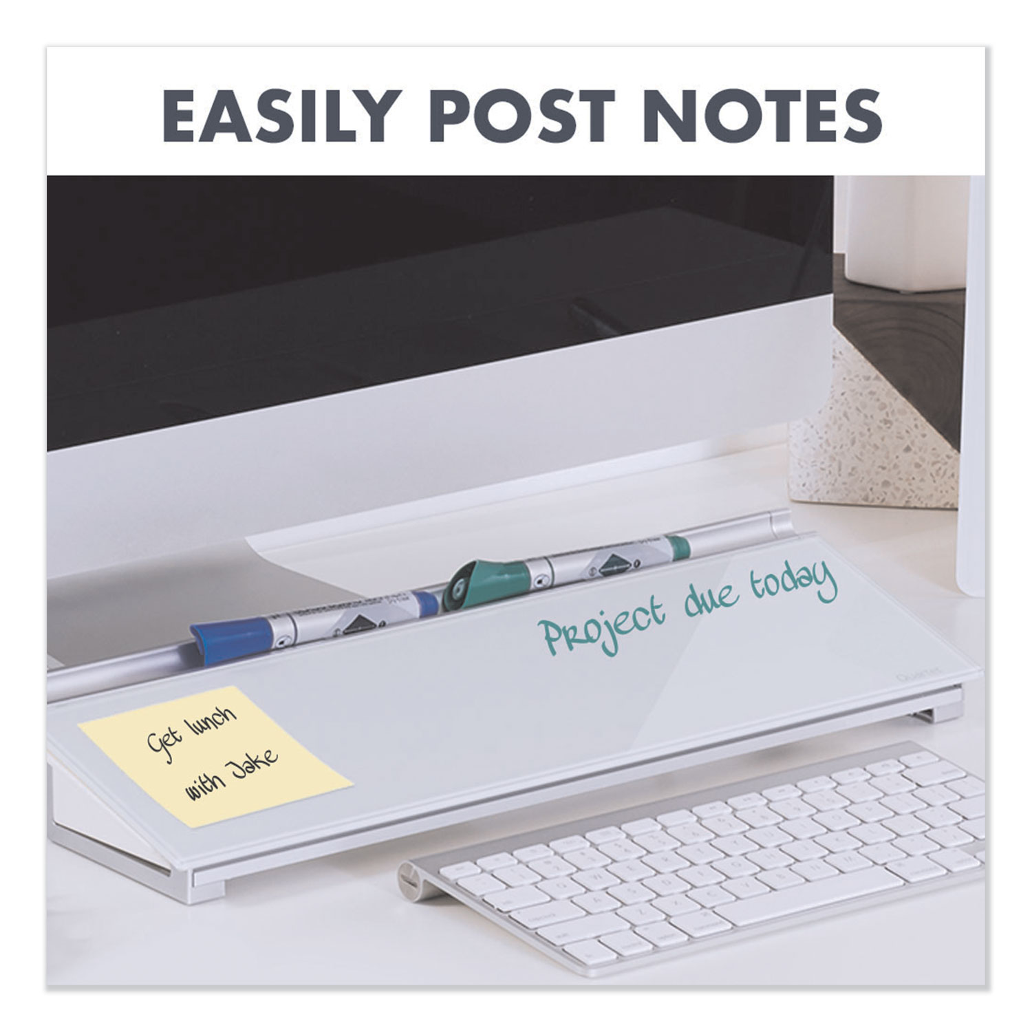 Glass Dry Erase Desktop Computer Pad, 18 x 6, White Surface - BOSS ...