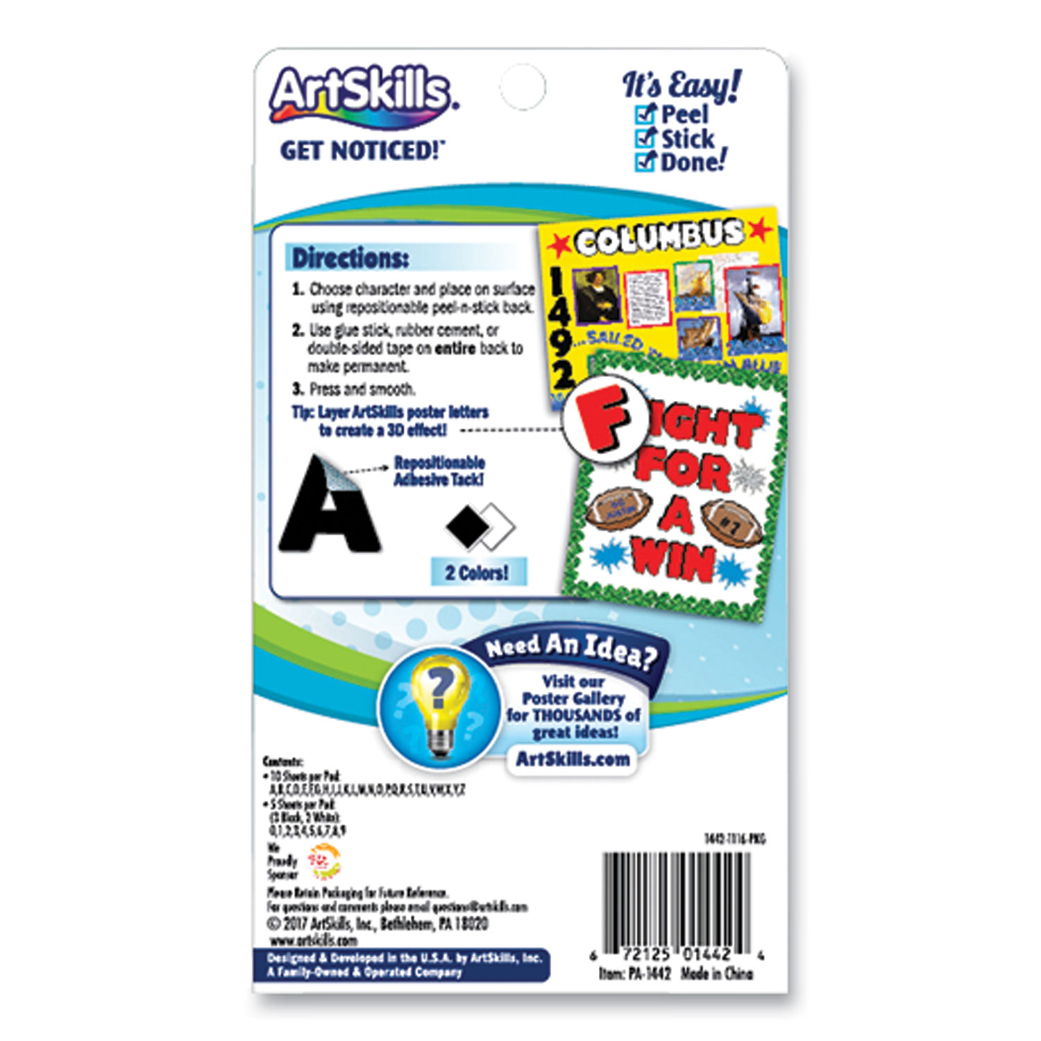 ArtSkills® Black and White Poster Letters and Numbers, 10"h, 310/Pack ; | Abel Supply