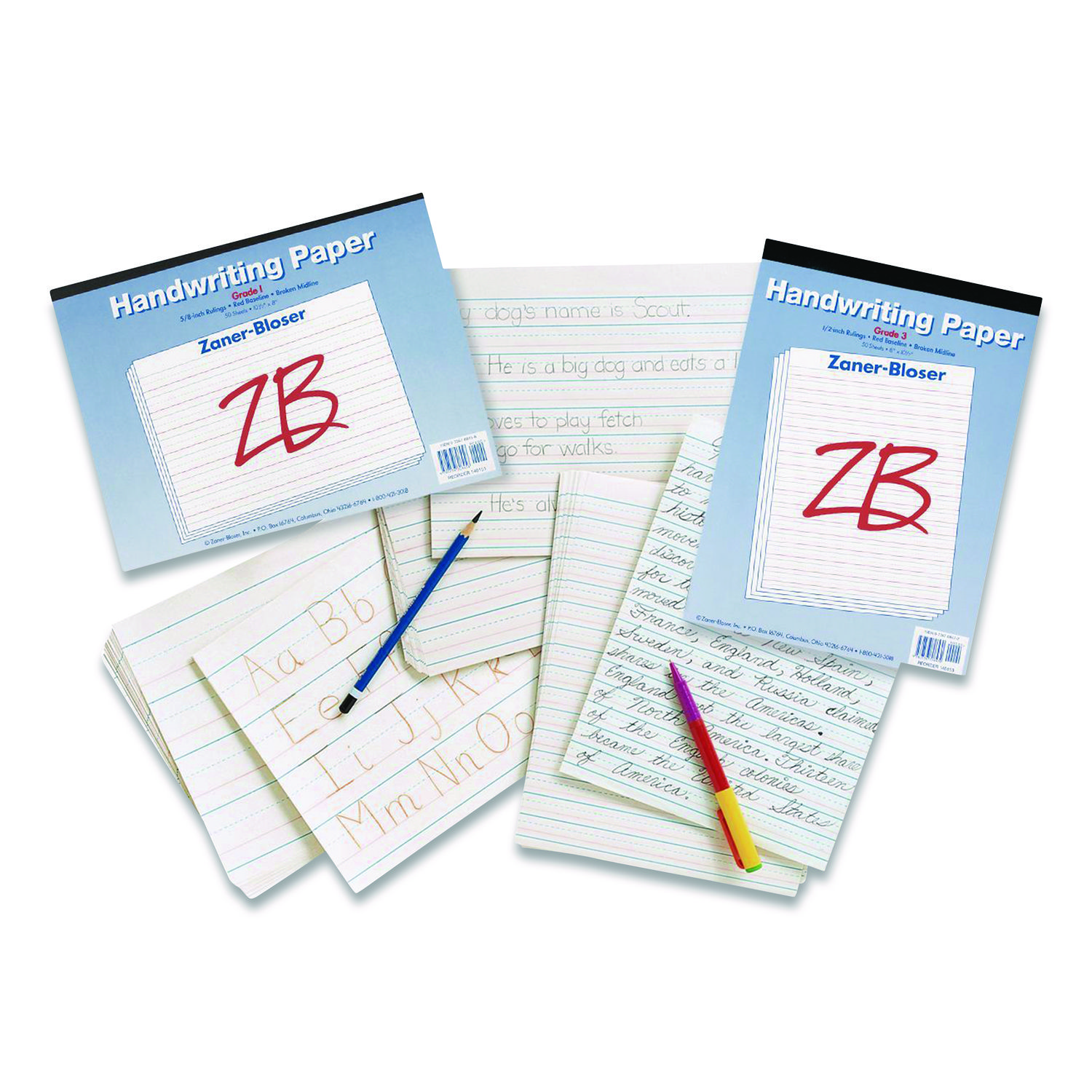 Multi-Program Handwriting Paper, 30 lb Bond Weight, 3/4" Long Rule, Two ...