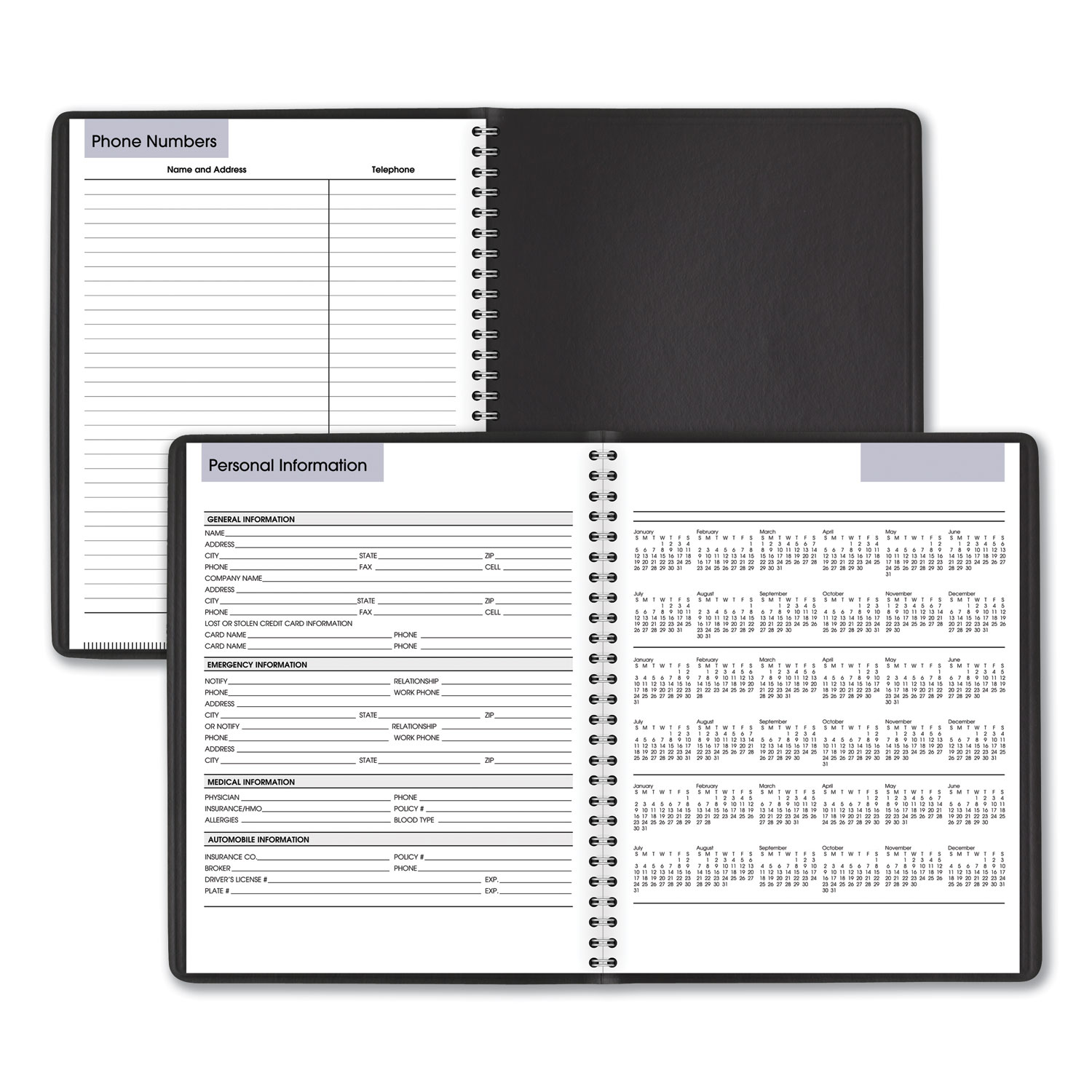 DayMinder Weekly Planner, Vertical-Column Format, 8.75 x 7, Black Cover ...