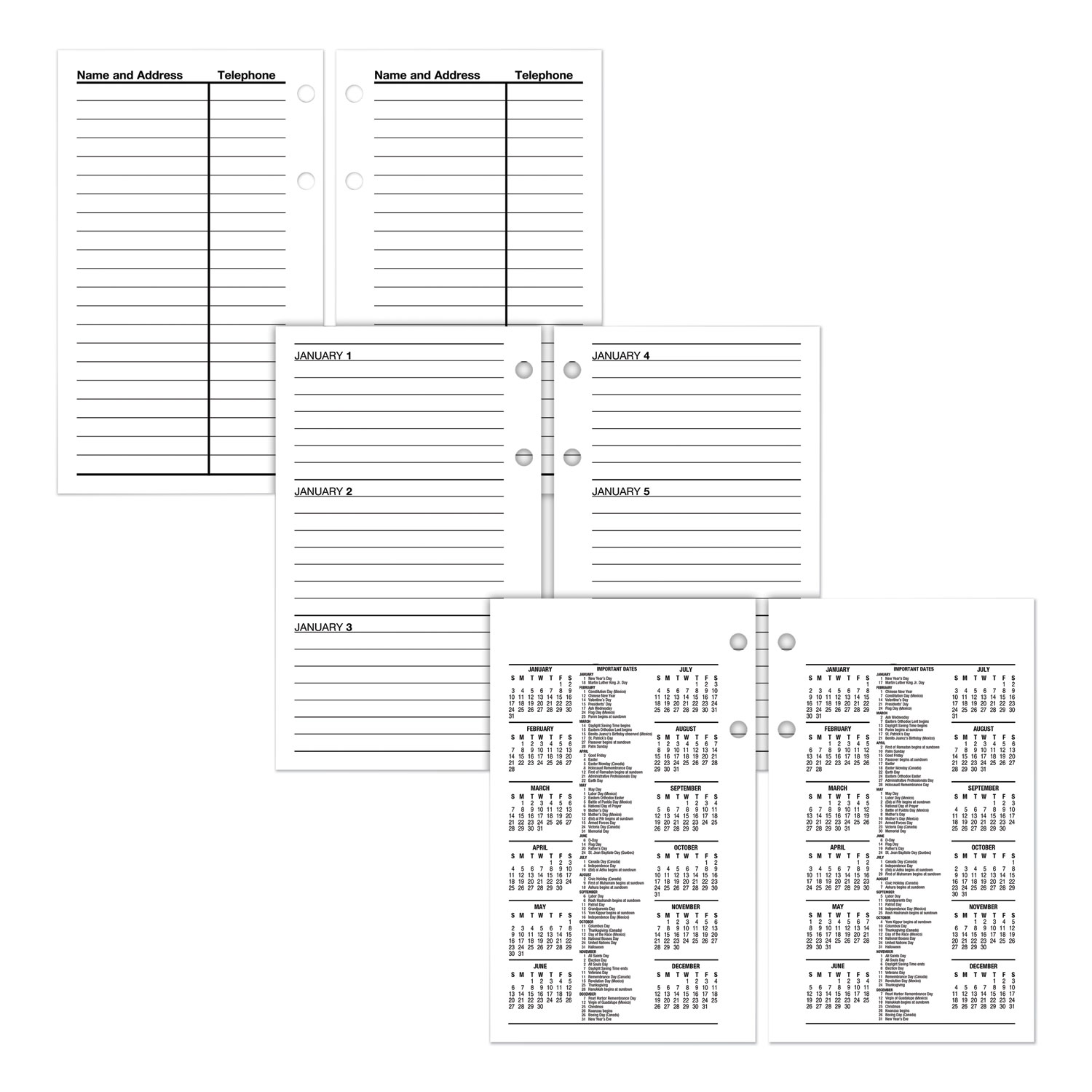 AT-A-GLANCE® Financial Desk Calendar Refill, 3.5 x 6, White Sheets, 12 ...