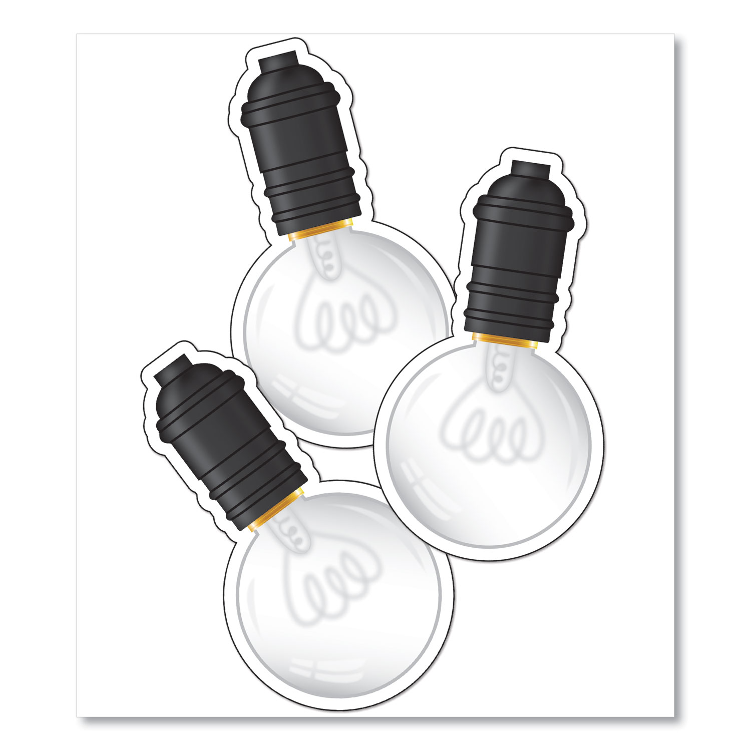 Single Design Cut-Outs, Light Bulbs, 3.5" x 6.25", Black/White, 36/Pack ...