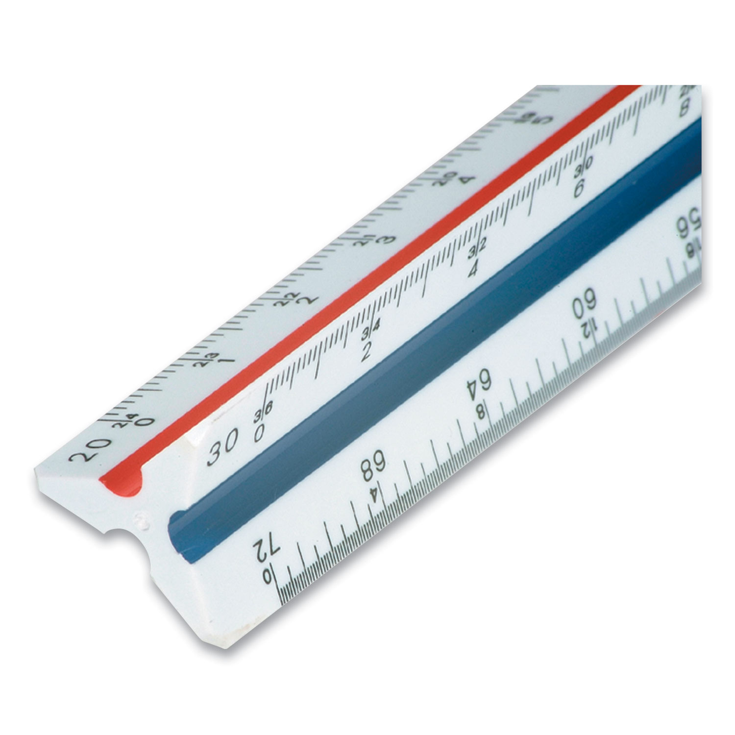 Triangular Scale Plastic Engineers Ruler, 12" Long, White with Colored ...